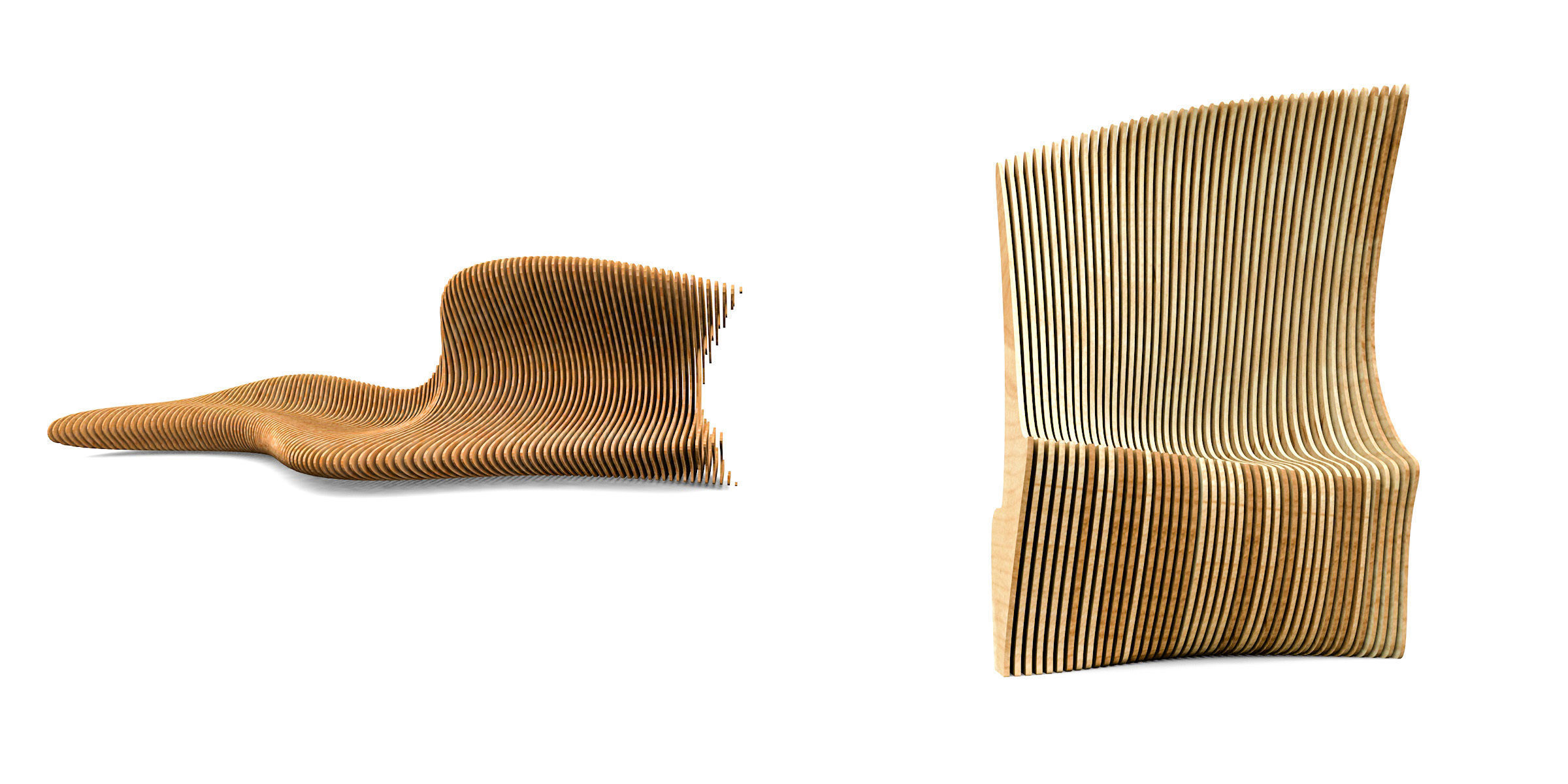 Parametric Abstract Wood Benches 16 Models 3D model | CGTrader