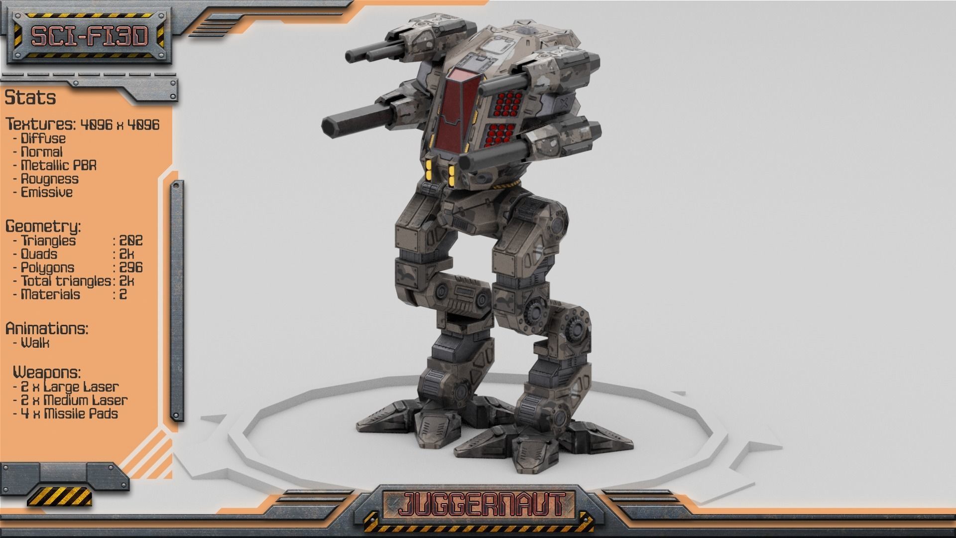 3D model Juggernaut BattleMech VR / AR / low-poly | CGTrader
