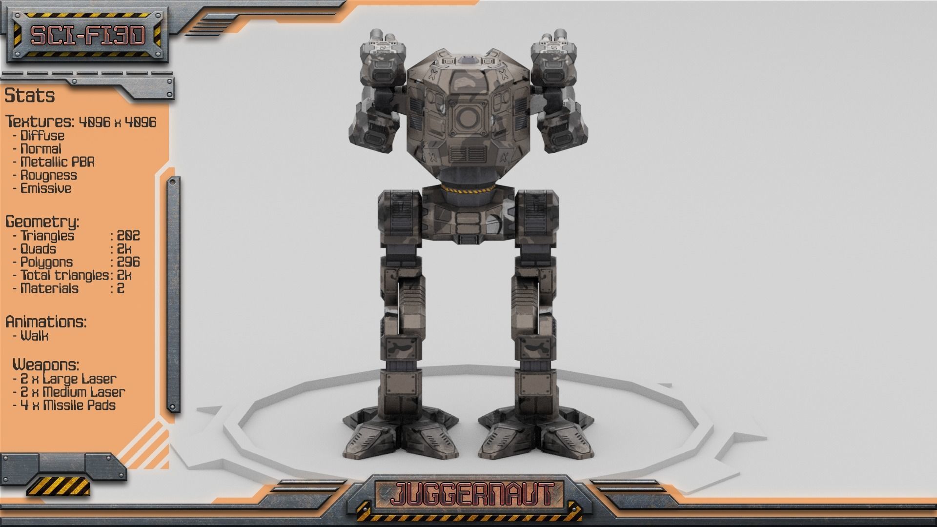 3D model Juggernaut BattleMech VR / AR / low-poly | CGTrader