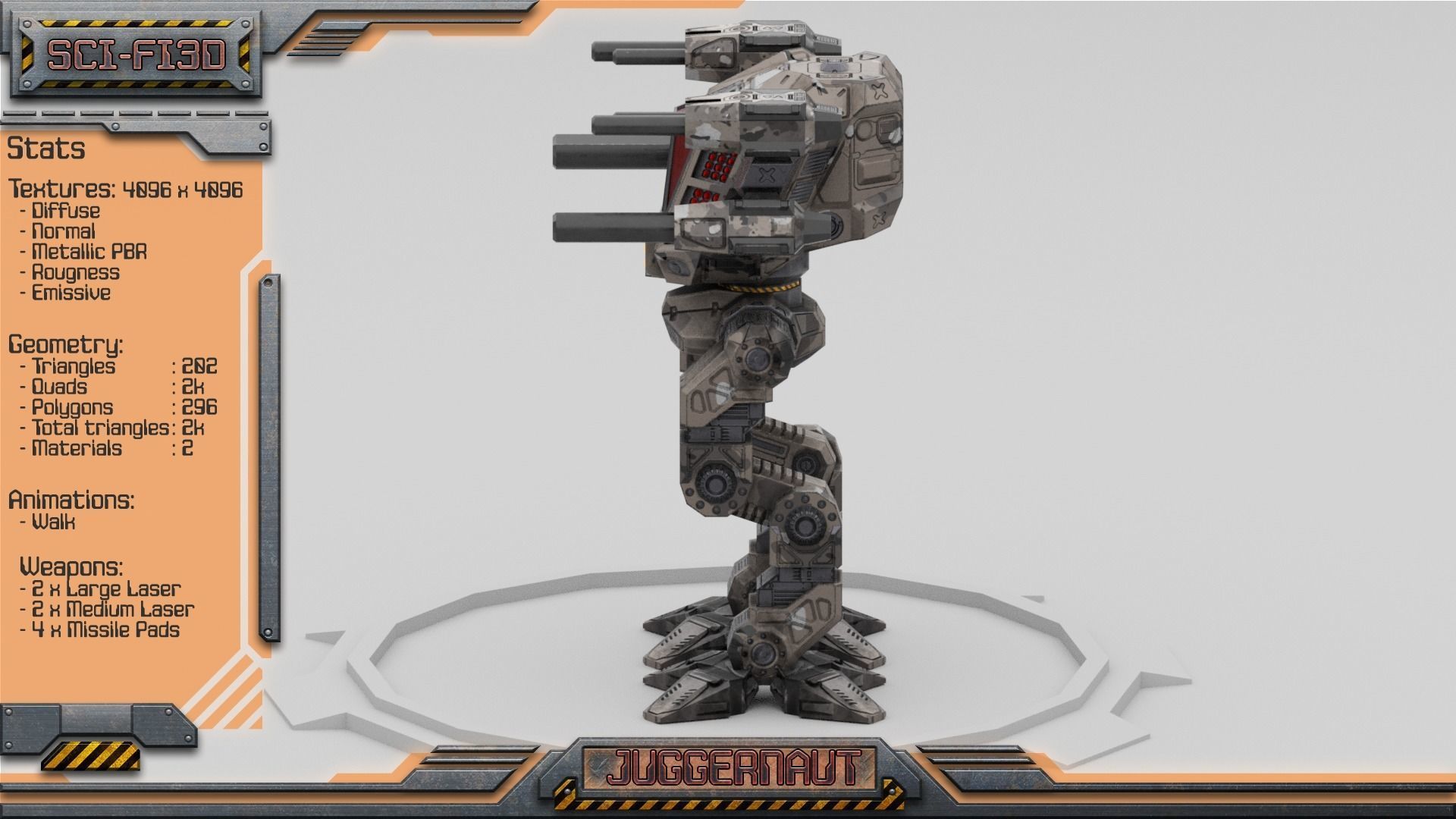 3D model Juggernaut BattleMech VR / AR / low-poly | CGTrader