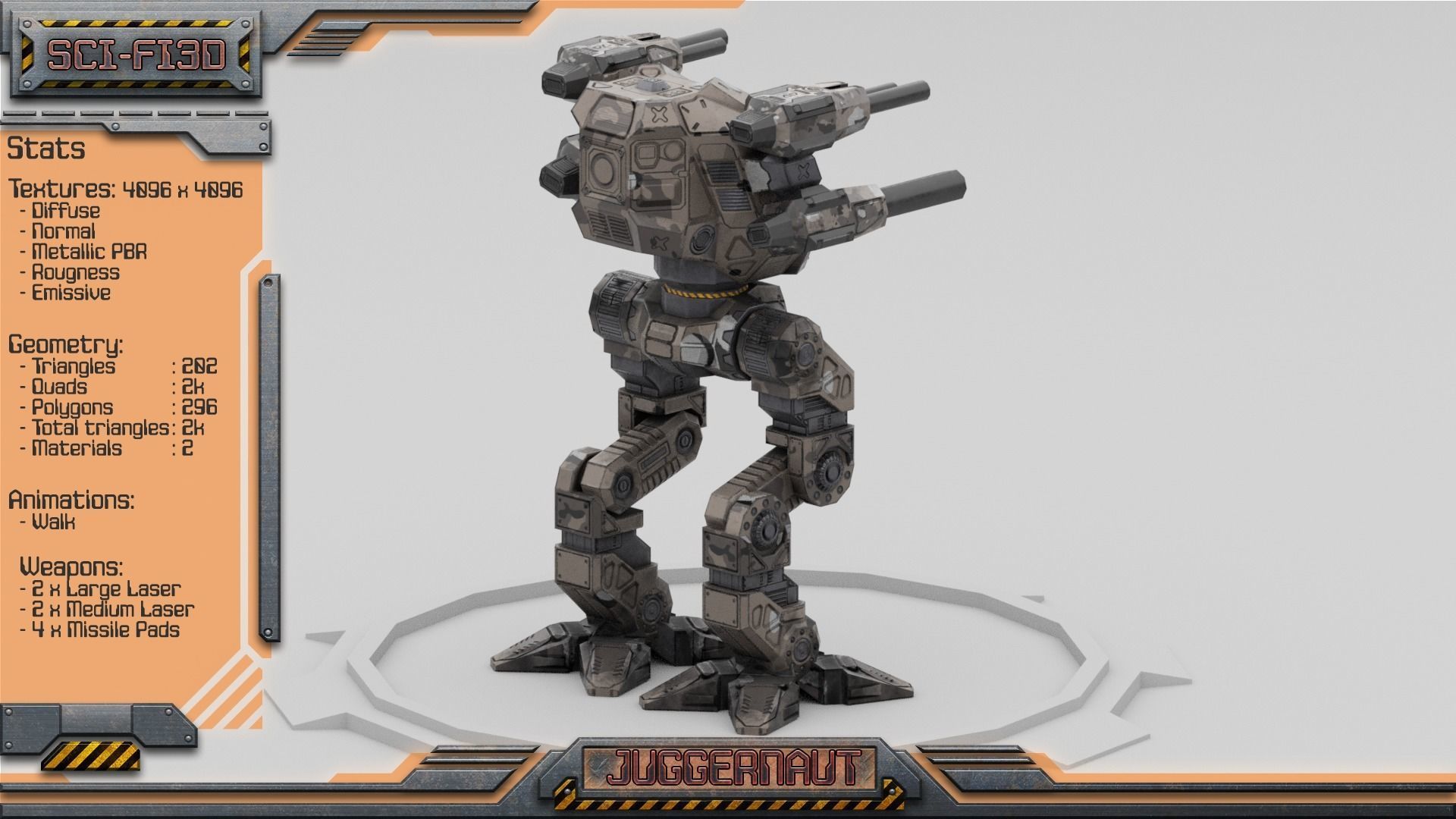 3D model Juggernaut BattleMech VR / AR / low-poly | CGTrader