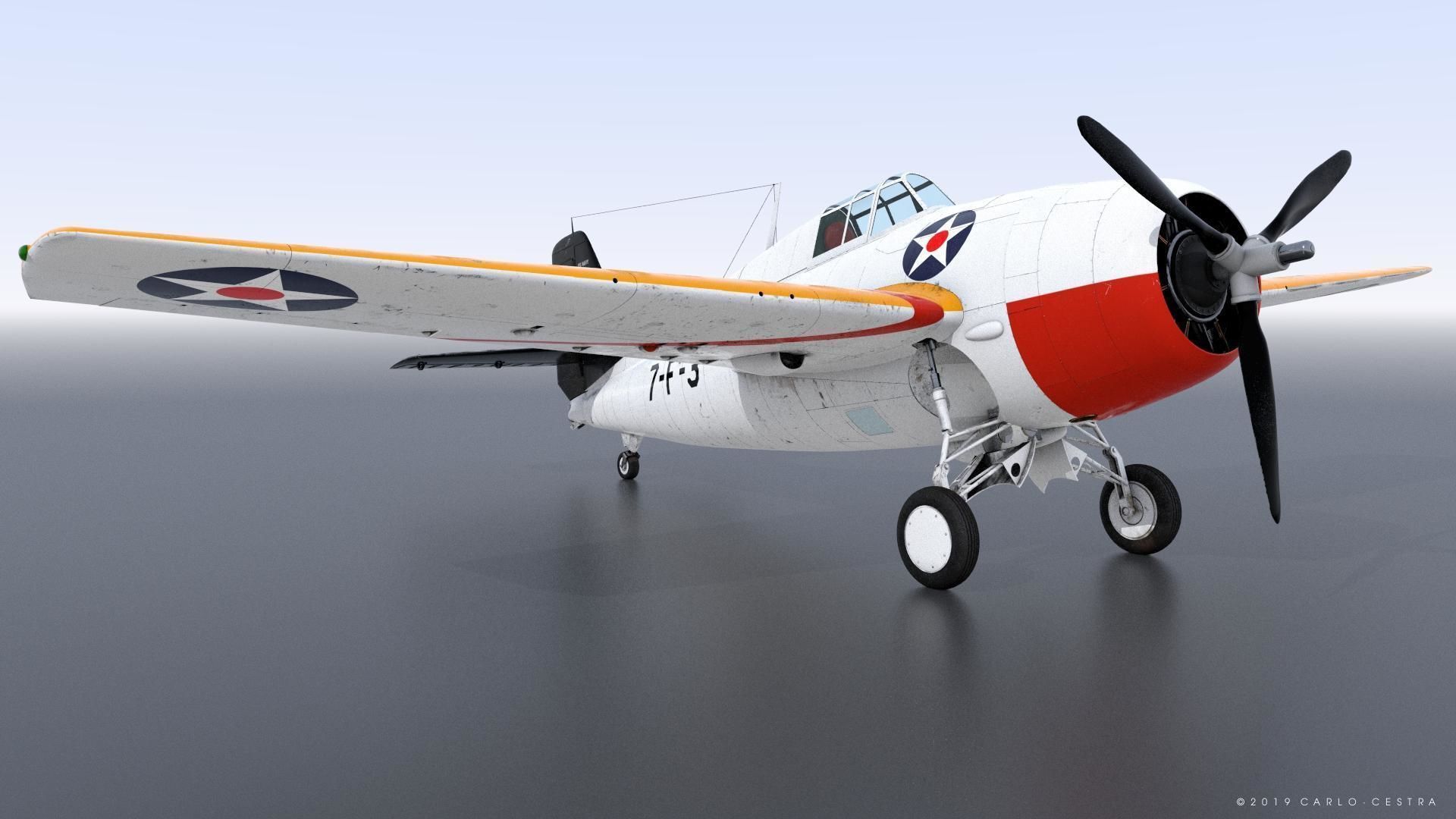 3D model GRUMMAN F4F-3 WILDCAT VF7 - 7F3 VR / AR / low-poly | CGTrader