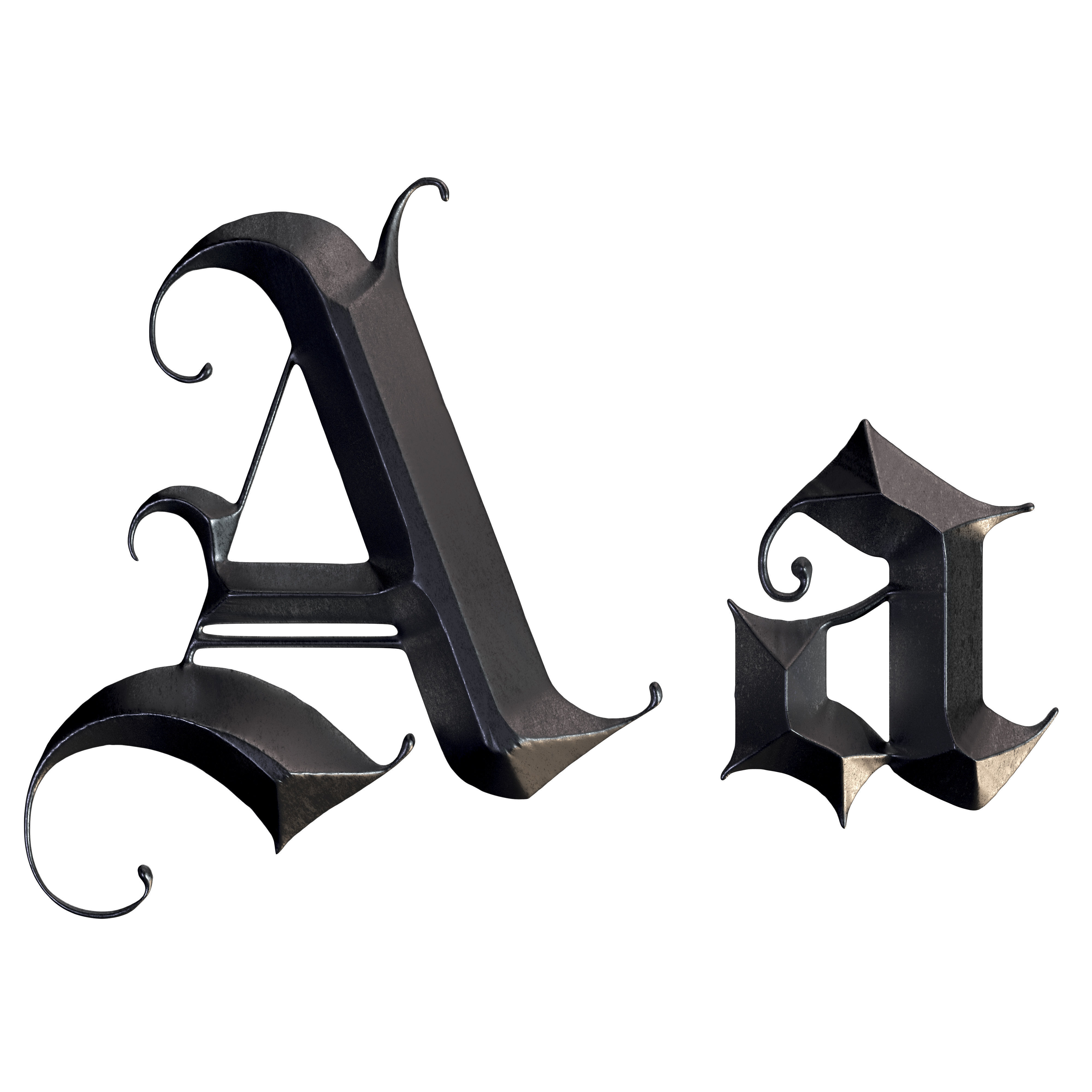 Elegant medieval gothic letter A-Z 3D model | CGTrader