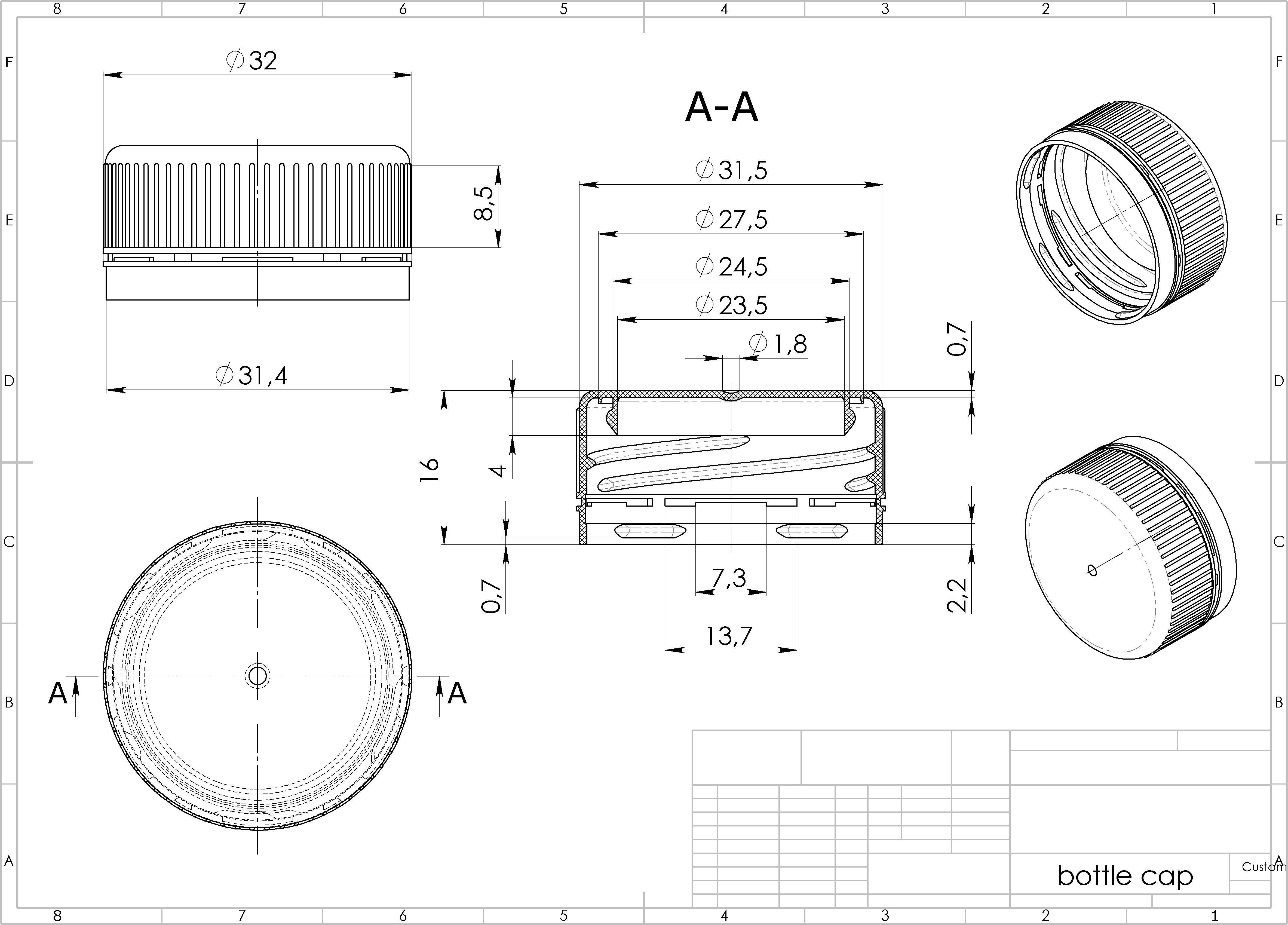 Bottle Screw Cap 3D model 3D printable | CGTrader