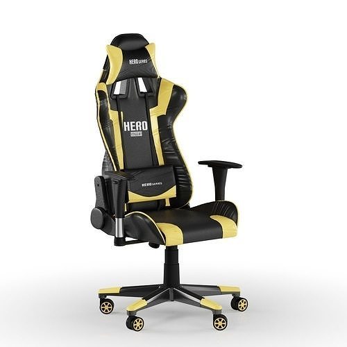 PC Gamer Chair Yellow Hero 3D model | CGTrader