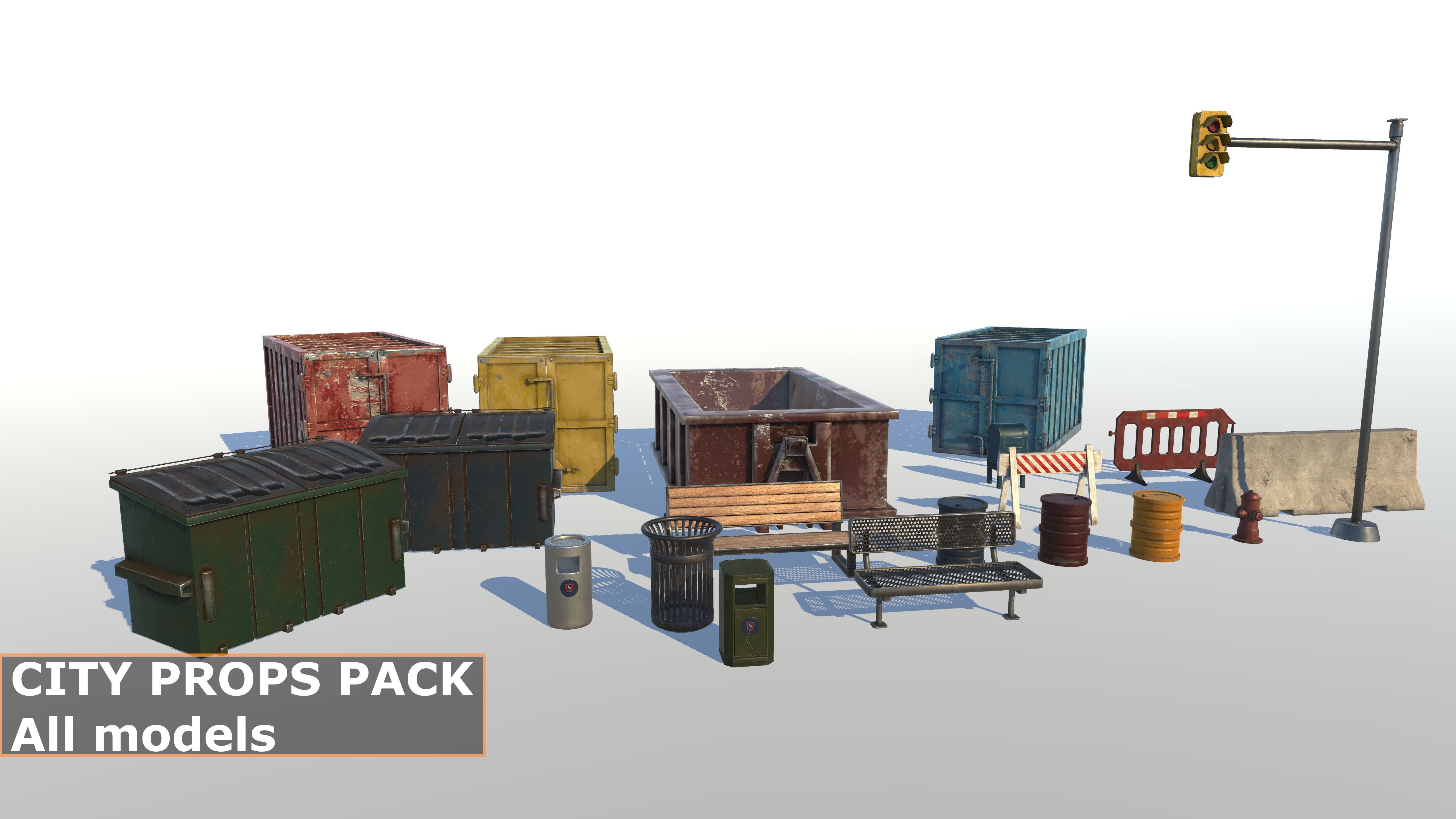 City Props Bundle - Game Ready free VR / AR / low-poly 3D model | CGTrader