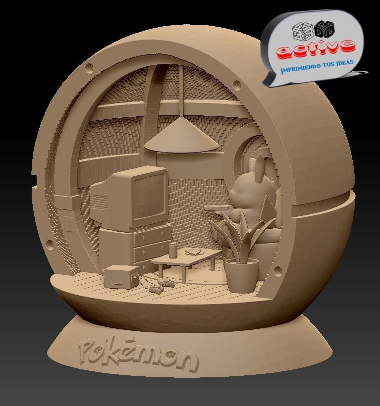 Pokemon - Pikachu inside his pokeball 3D model 3D printable | CGTrader