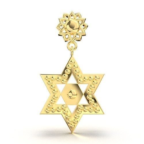 STAR GOLD EARRING 3D model 3D printable | CGTrader