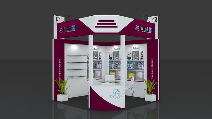 Exhibition stall 3d model 3 mtr x 3 mtr 3D model 3D model | CGTrader