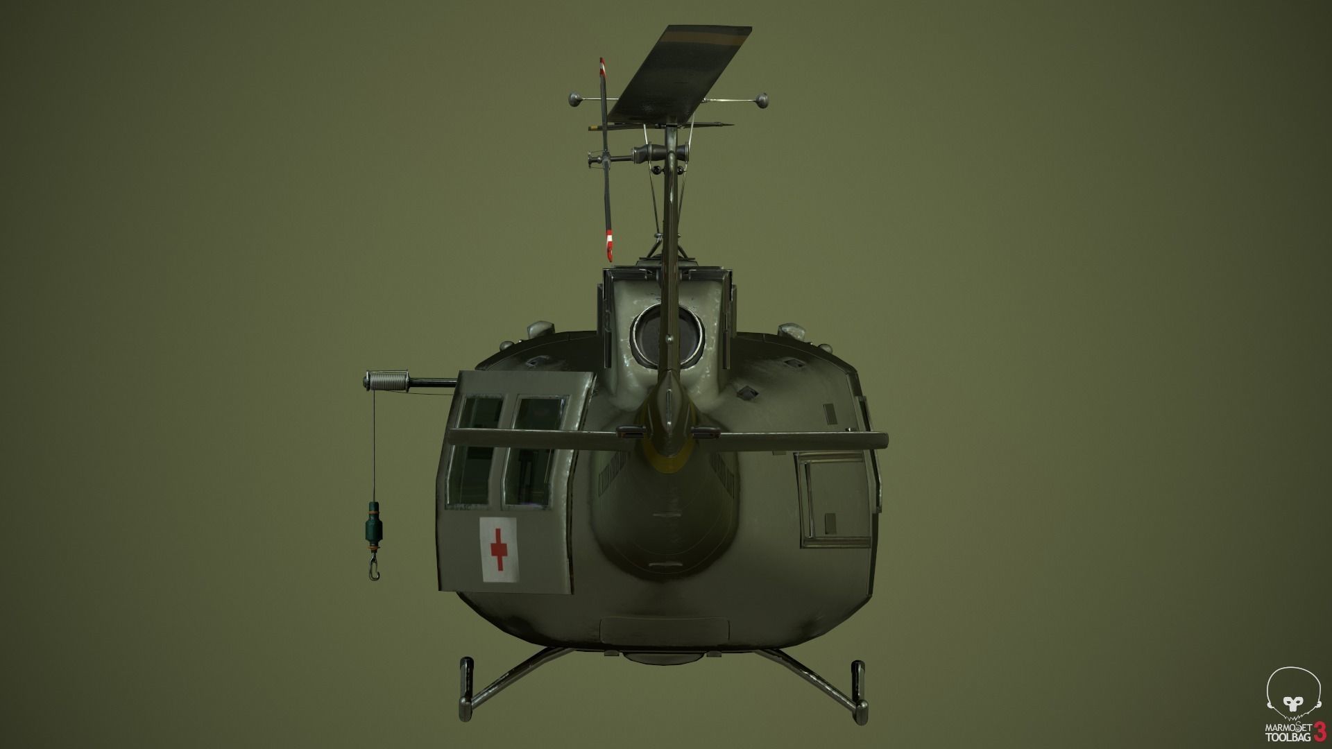 Huey Medevac Bell UH-1H 3D model rigged | CGTrader