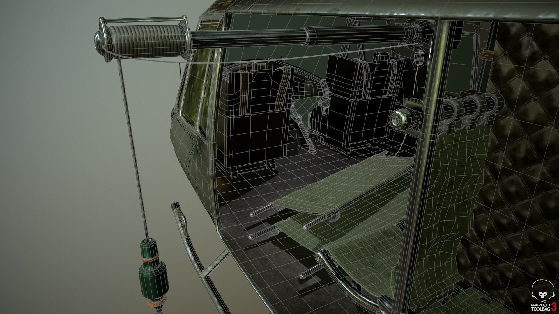 Huey Medevac Bell UH-1H 3D model rigged | CGTrader