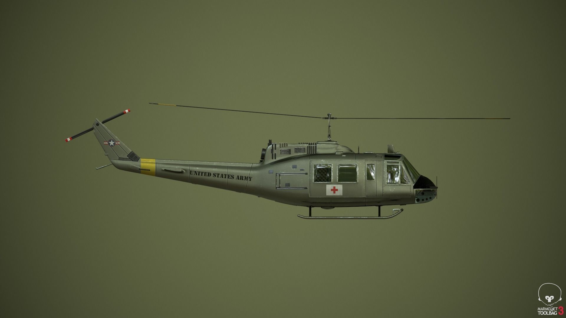Huey Medevac Bell UH-1H 3D model rigged | CGTrader