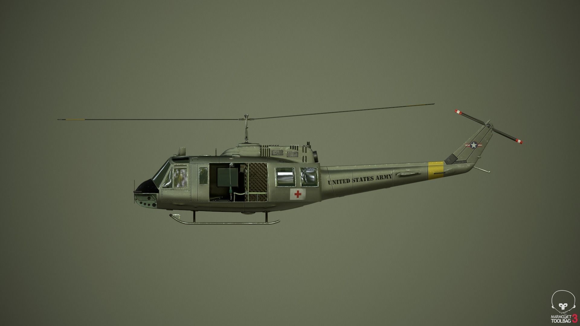 Huey Medevac Bell UH-1H 3D model rigged | CGTrader