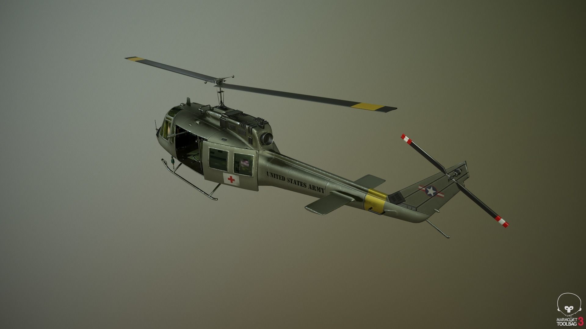 Huey Medevac Bell UH-1H 3D model rigged | CGTrader