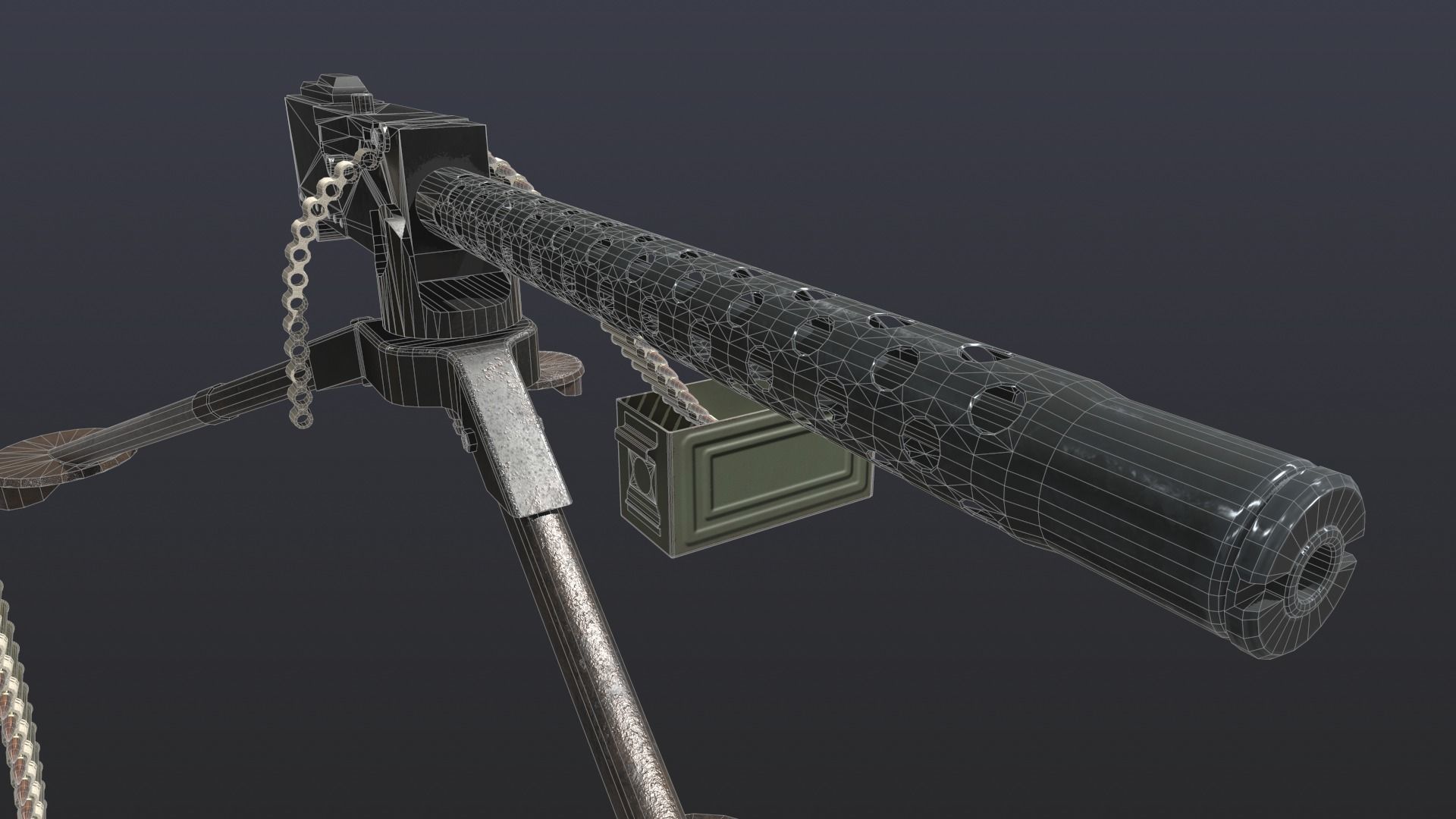 3D model WW2 M1919 Browning Machine Gun with Attachments and Animations ...