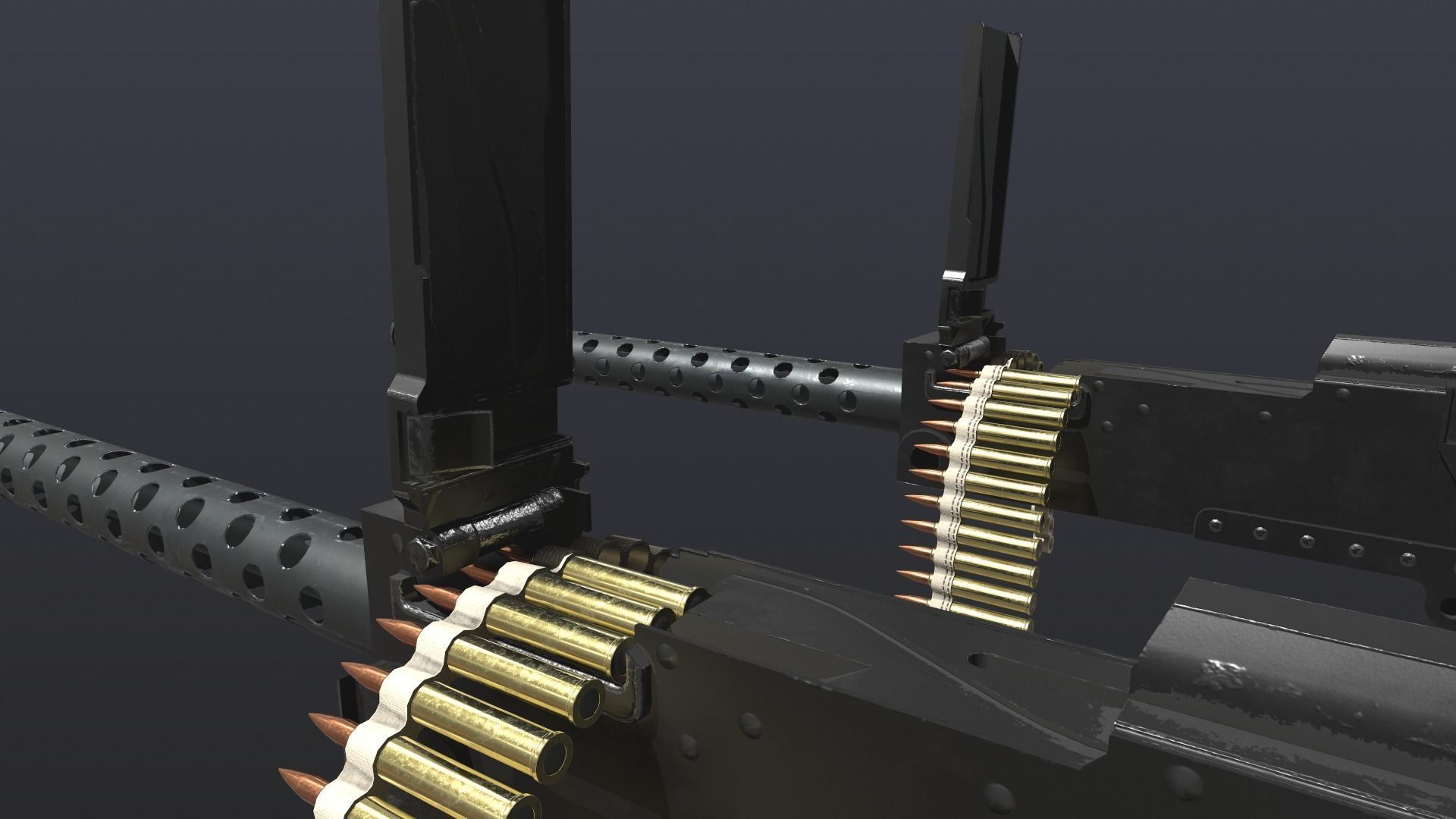 3D model WW2 M1919 Browning Machine Gun with Attachments and Animations ...