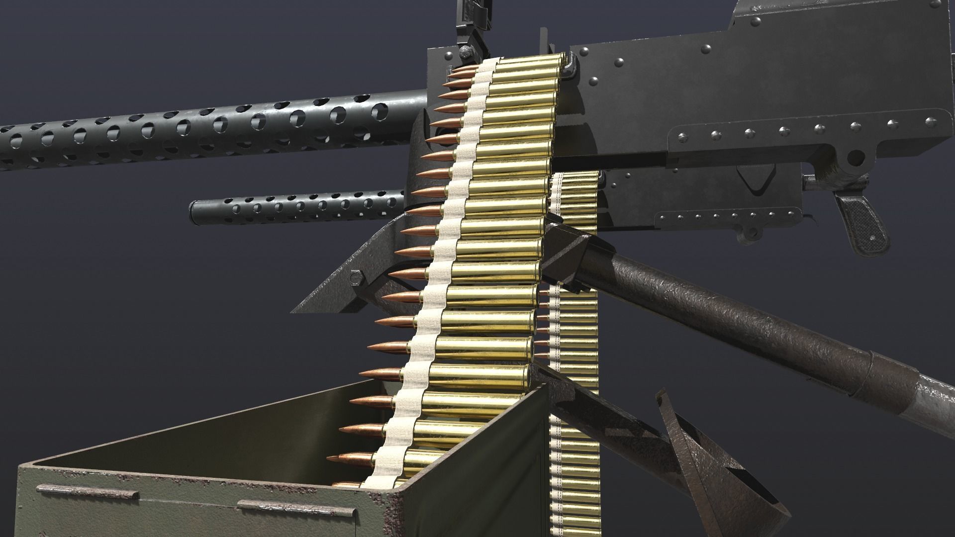 3D model WW2 M1919 Browning Machine Gun with Attachments and Animations VR / AR / low-poly ...