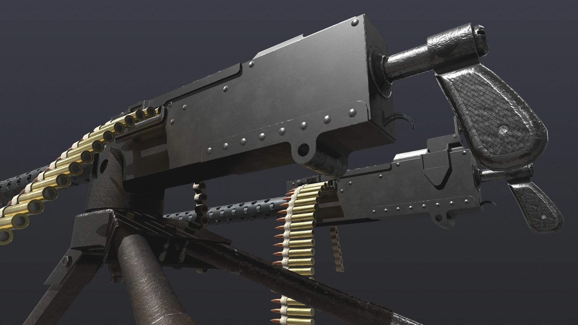 3D model WW2 M1919 Browning Machine Gun with Attachments and Animations VR / AR / low-poly ...