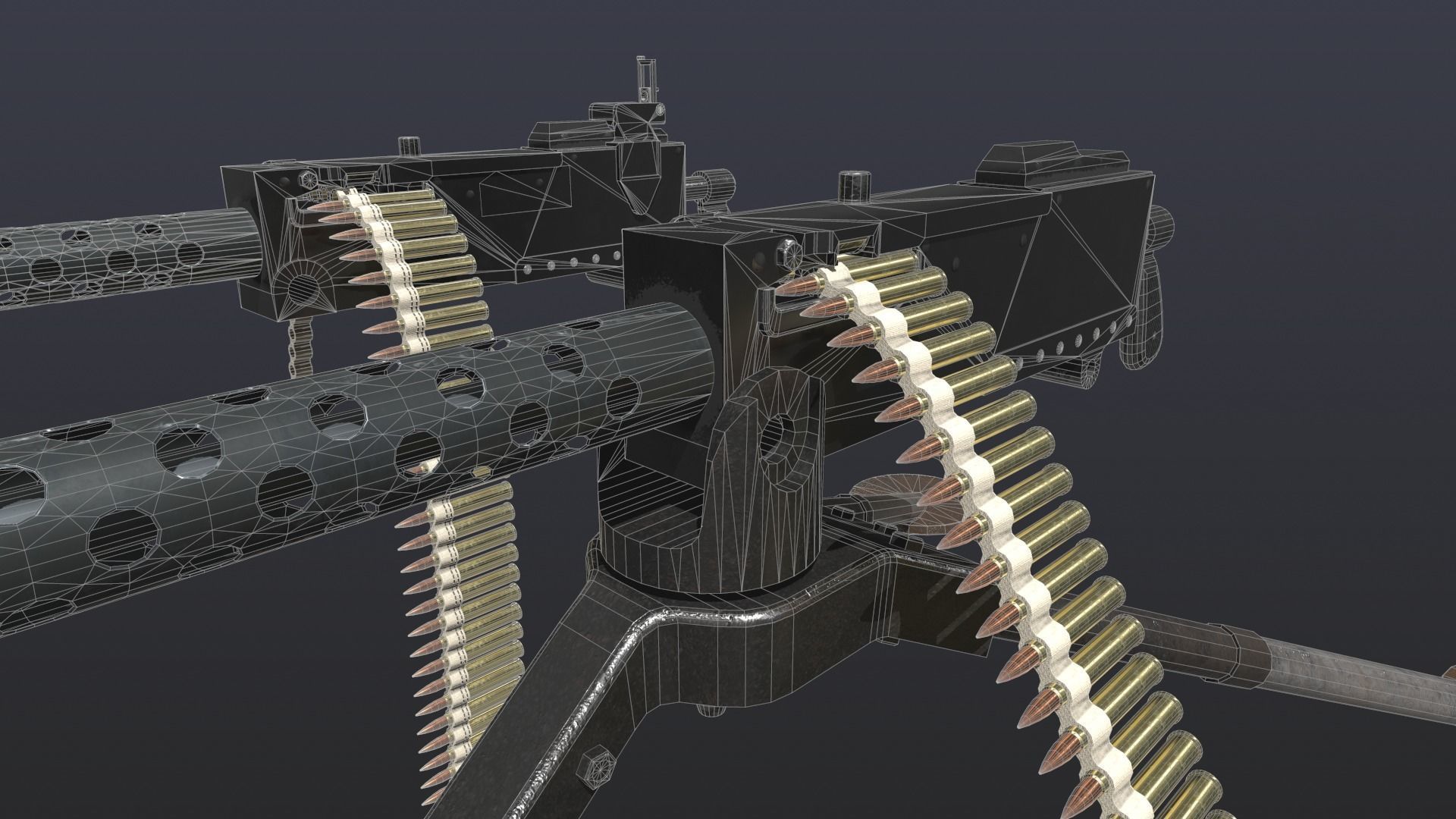 3D model WW2 M1919 Browning Machine Gun with Attachments and Animations ...
