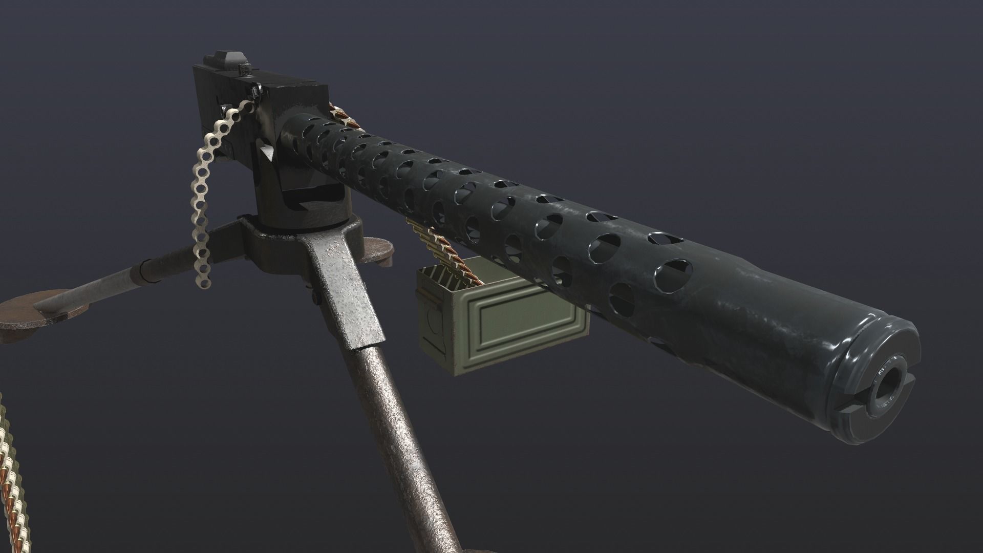 3D model WW2 M1919 Browning Machine Gun with Attachments and Animations ...
