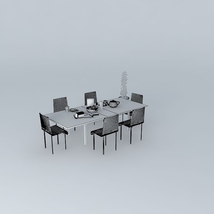 Dining table with breakfast free 3D model | CGTrader