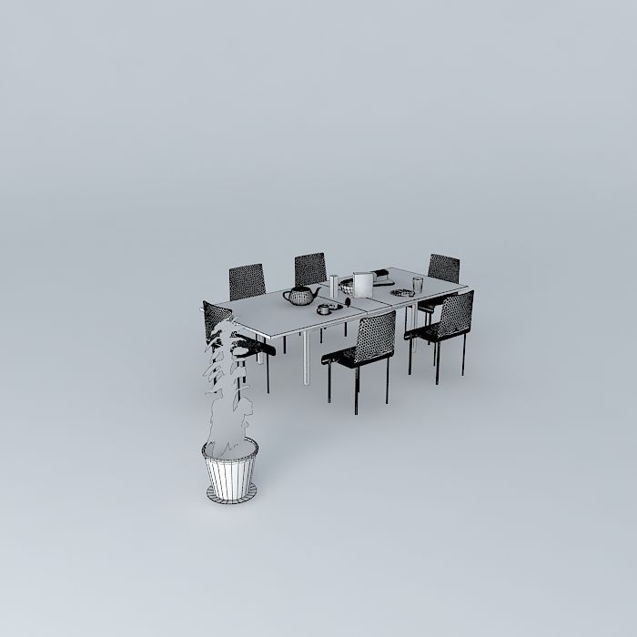 Dining table with breakfast free 3D model | CGTrader