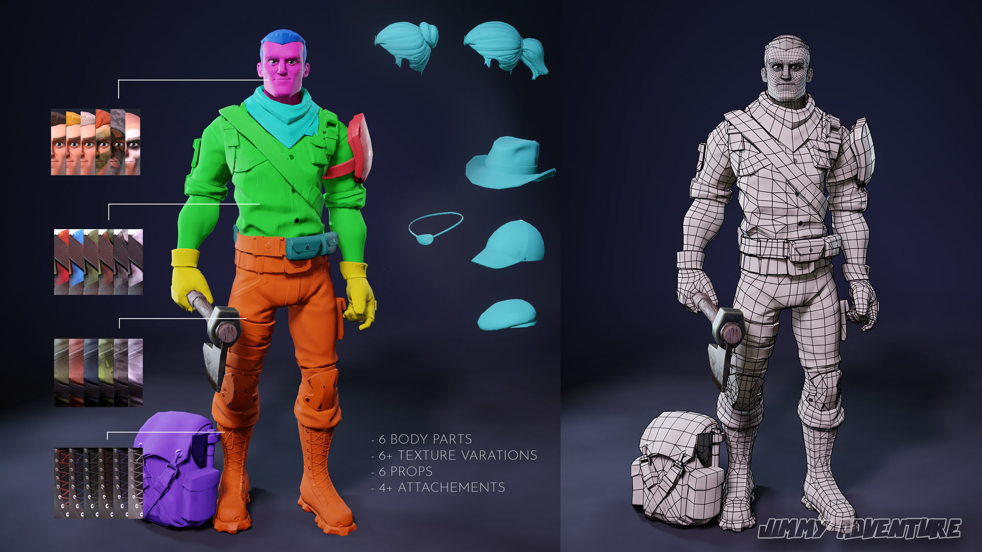 3D model Jimmy adventure - Stylized character VR / AR / low-poly | CGTrader
