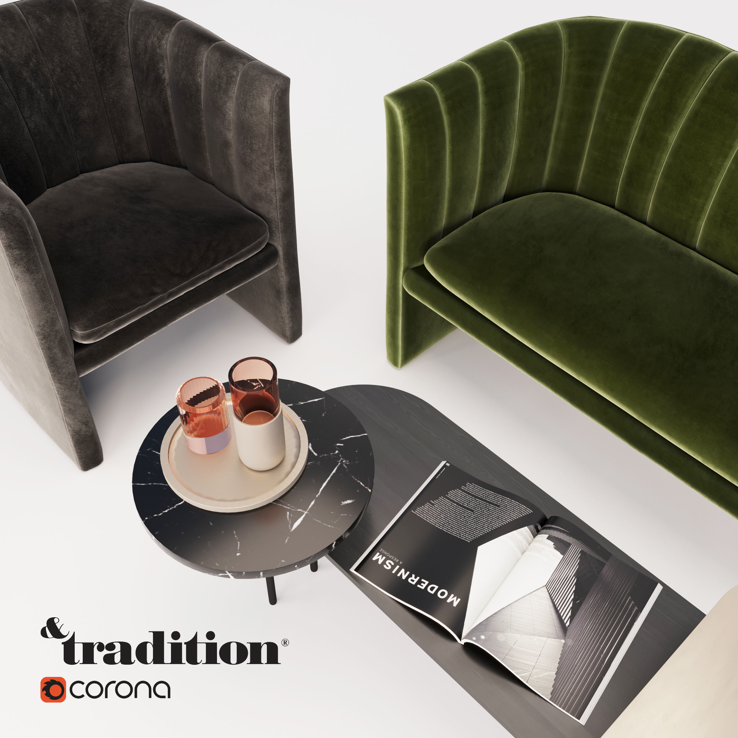 ANDtradition Sofa Lounge chair and Table 3D model rigged | CGTrader