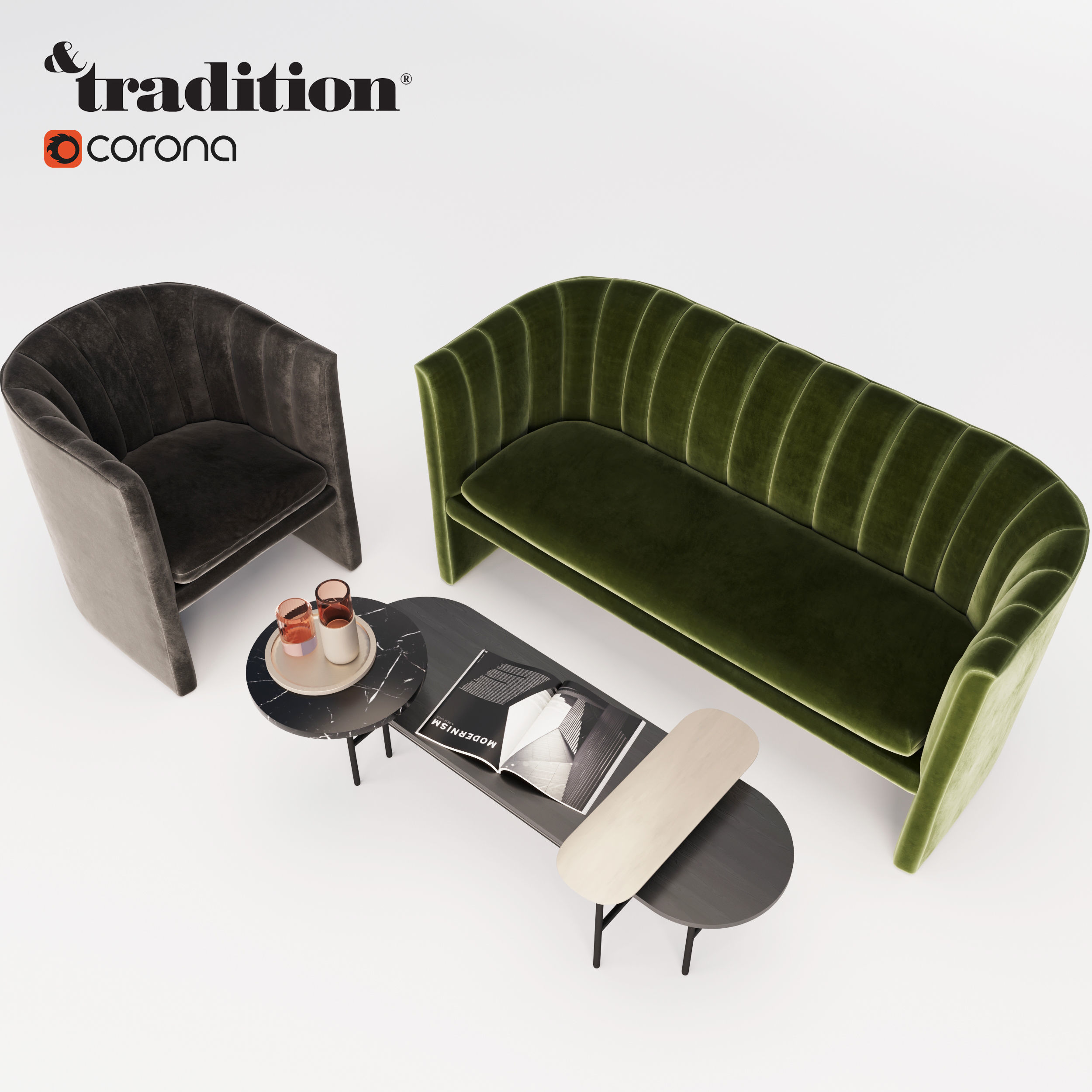 ANDtradition Sofa Lounge chair and Table 3D model rigged | CGTrader