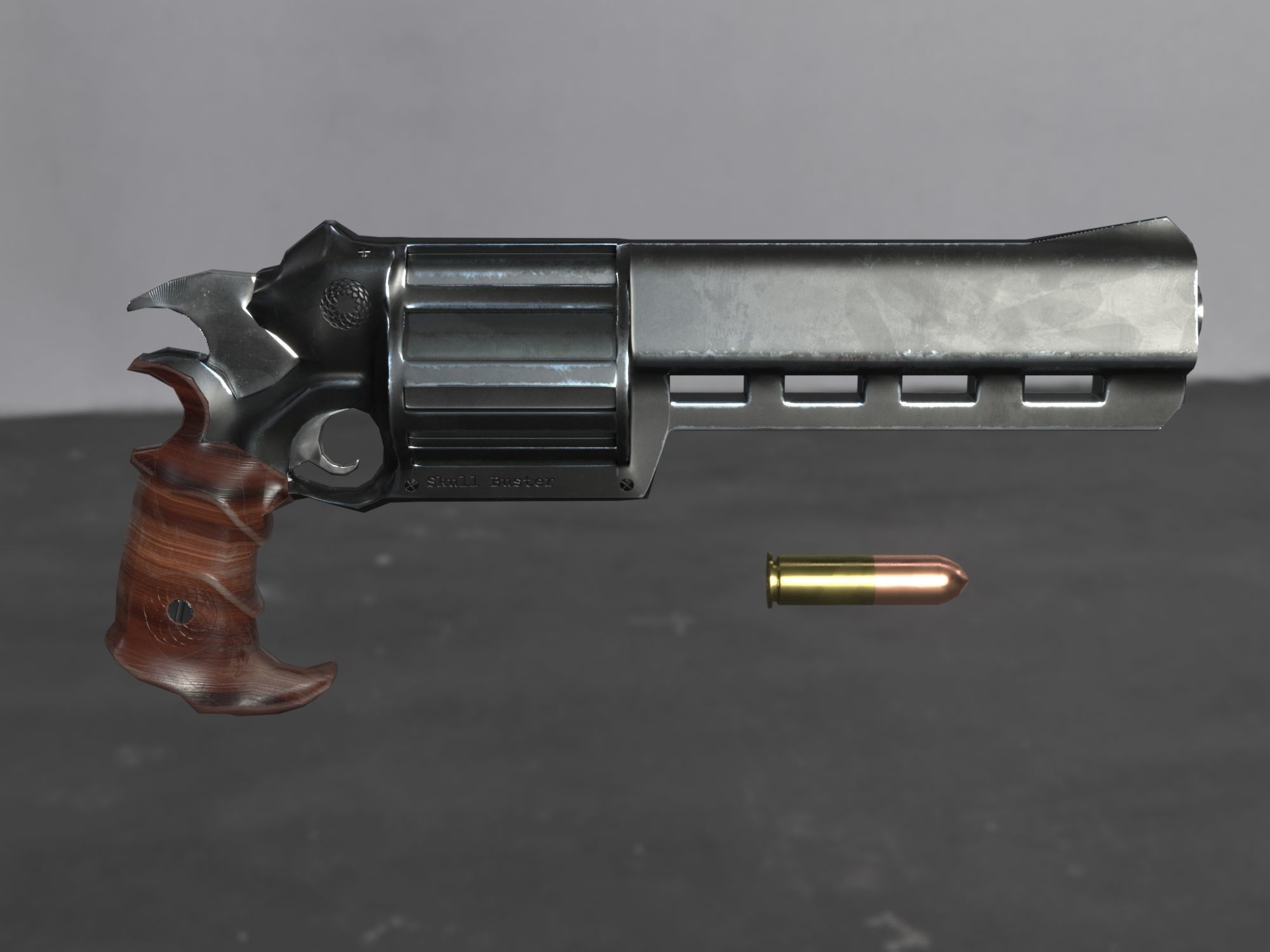 3D model Skull Buster Revolver Handgun VR / AR / low-poly | CGTrader