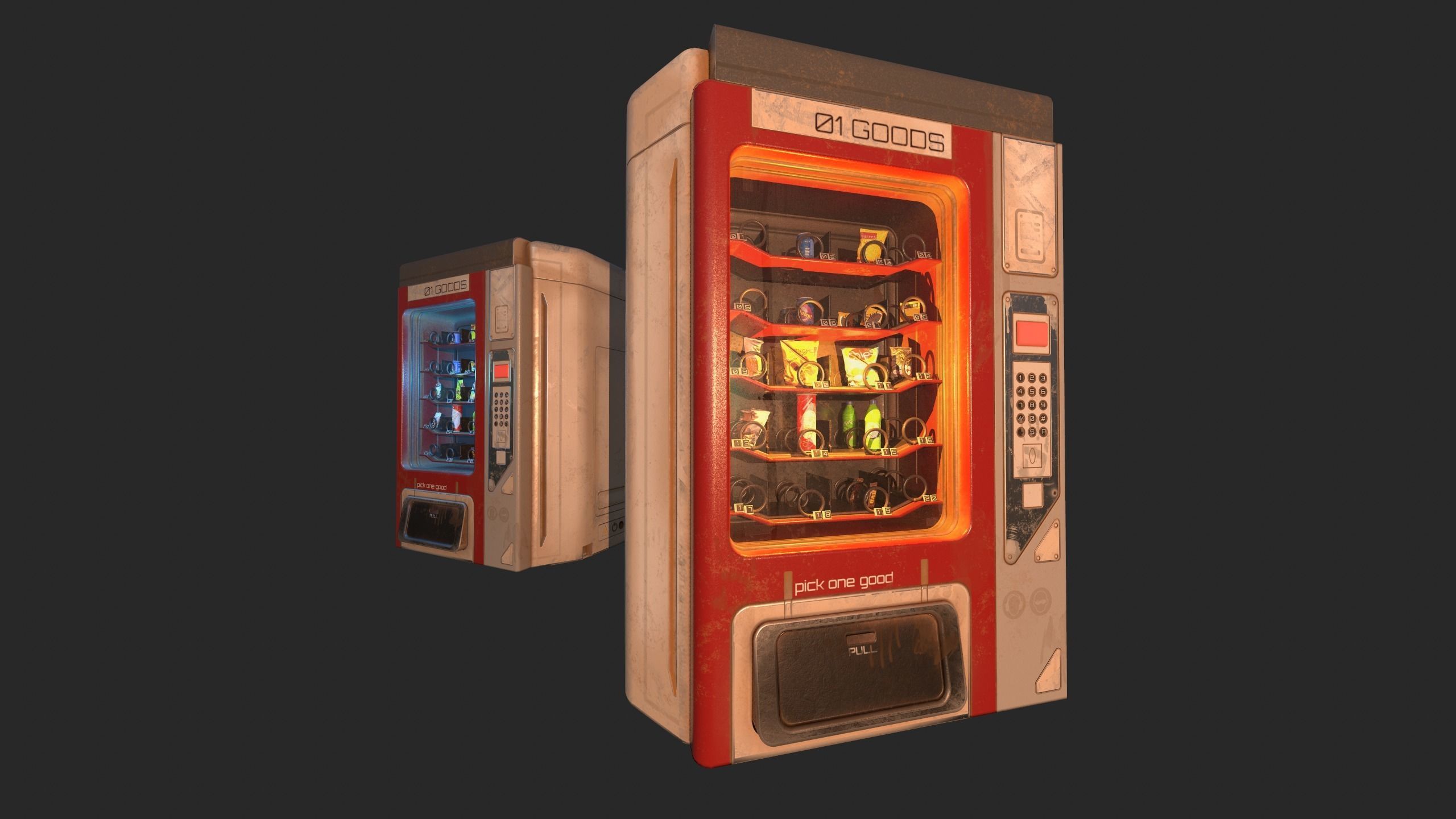 Sci-Fi Vending Machine And Snacks props free VR / AR / low-poly 3D ...