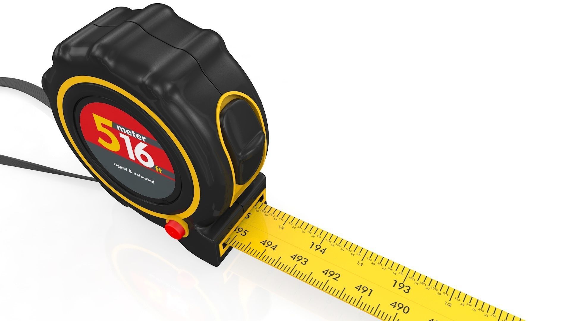 Realistic Tape Measure Animated Meter and Inch 3D model animated rigged ...