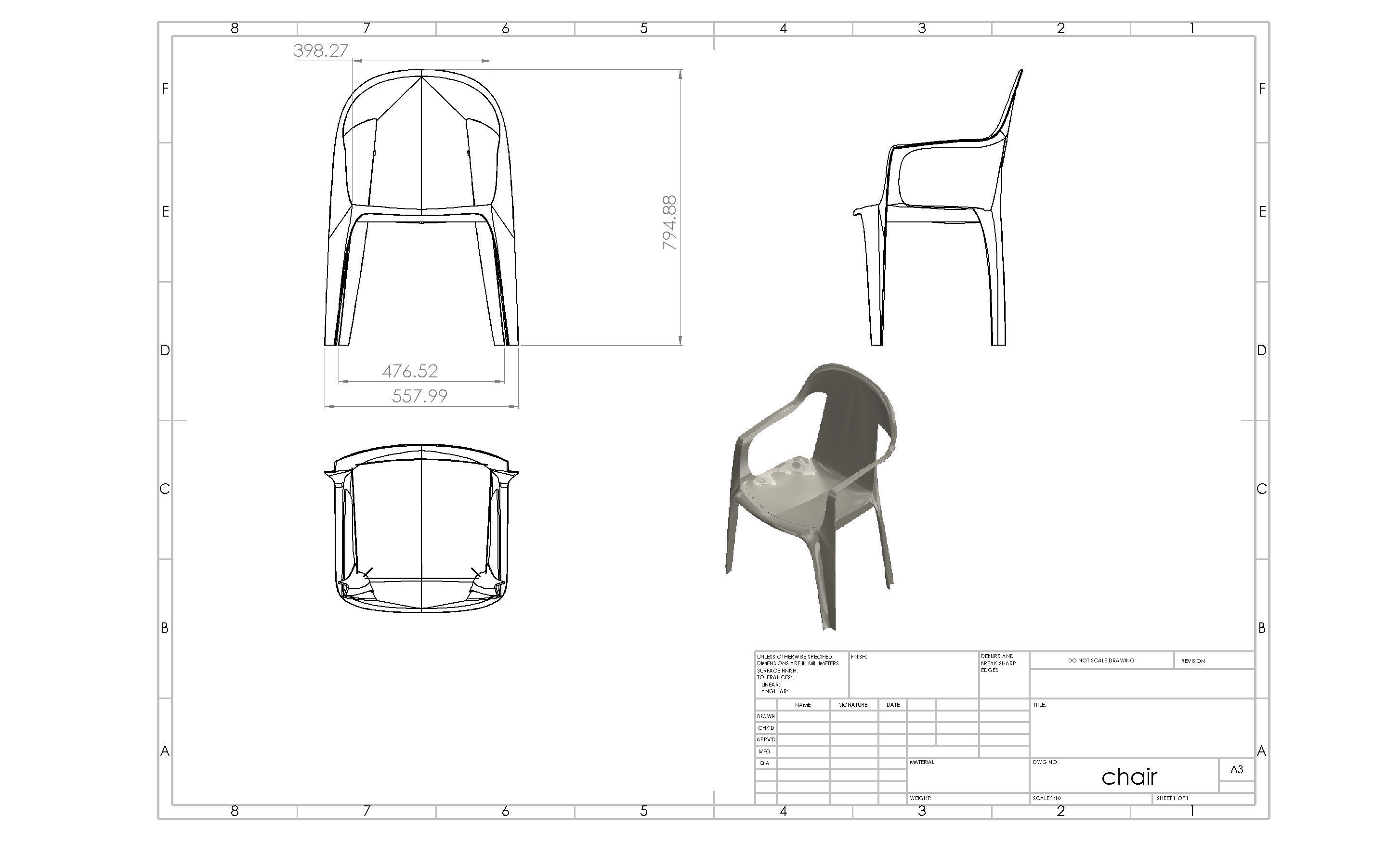 Plastic chair - SolidWorks 3D model rigged | CGTrader