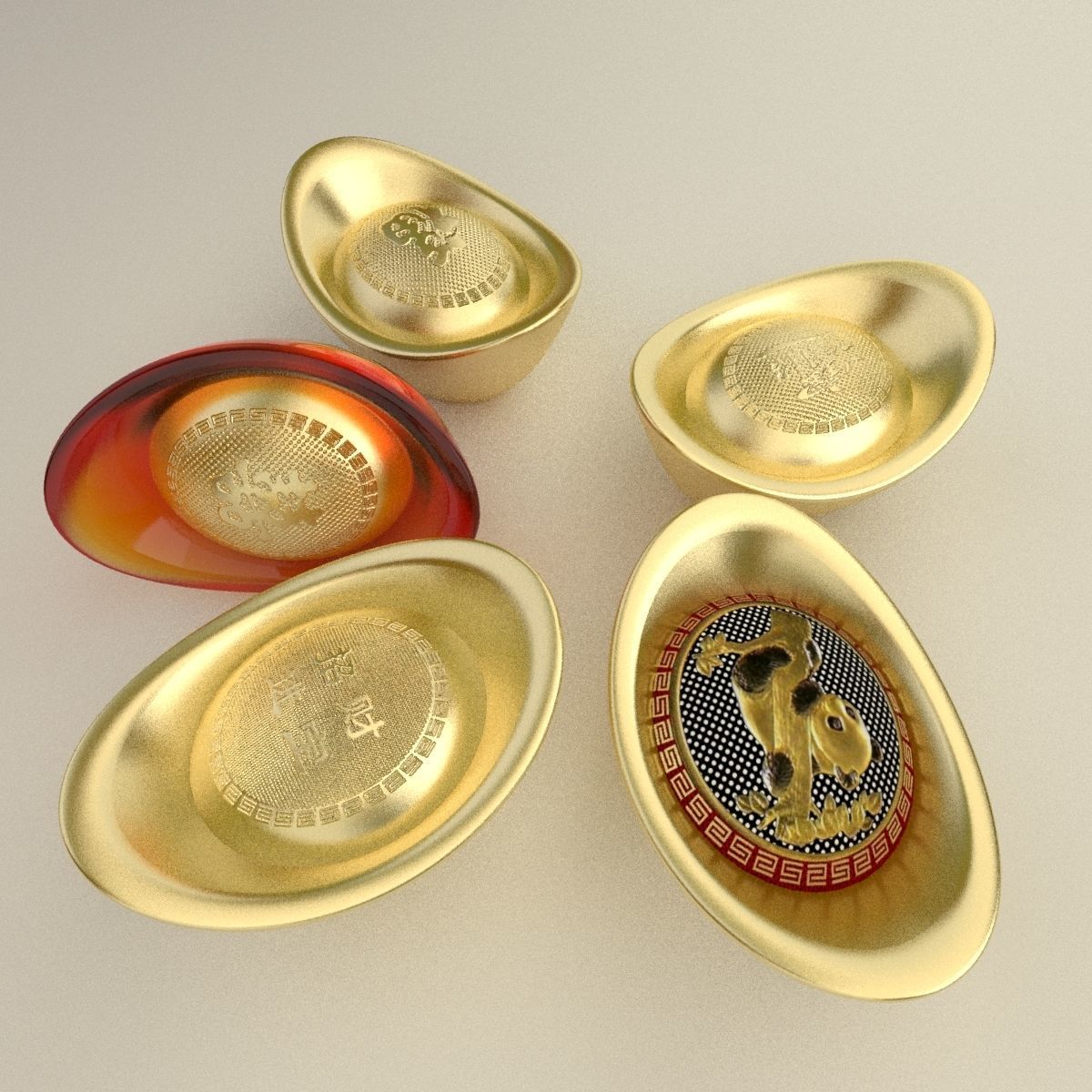 Chinese Gold Ingot 3D model | CGTrader