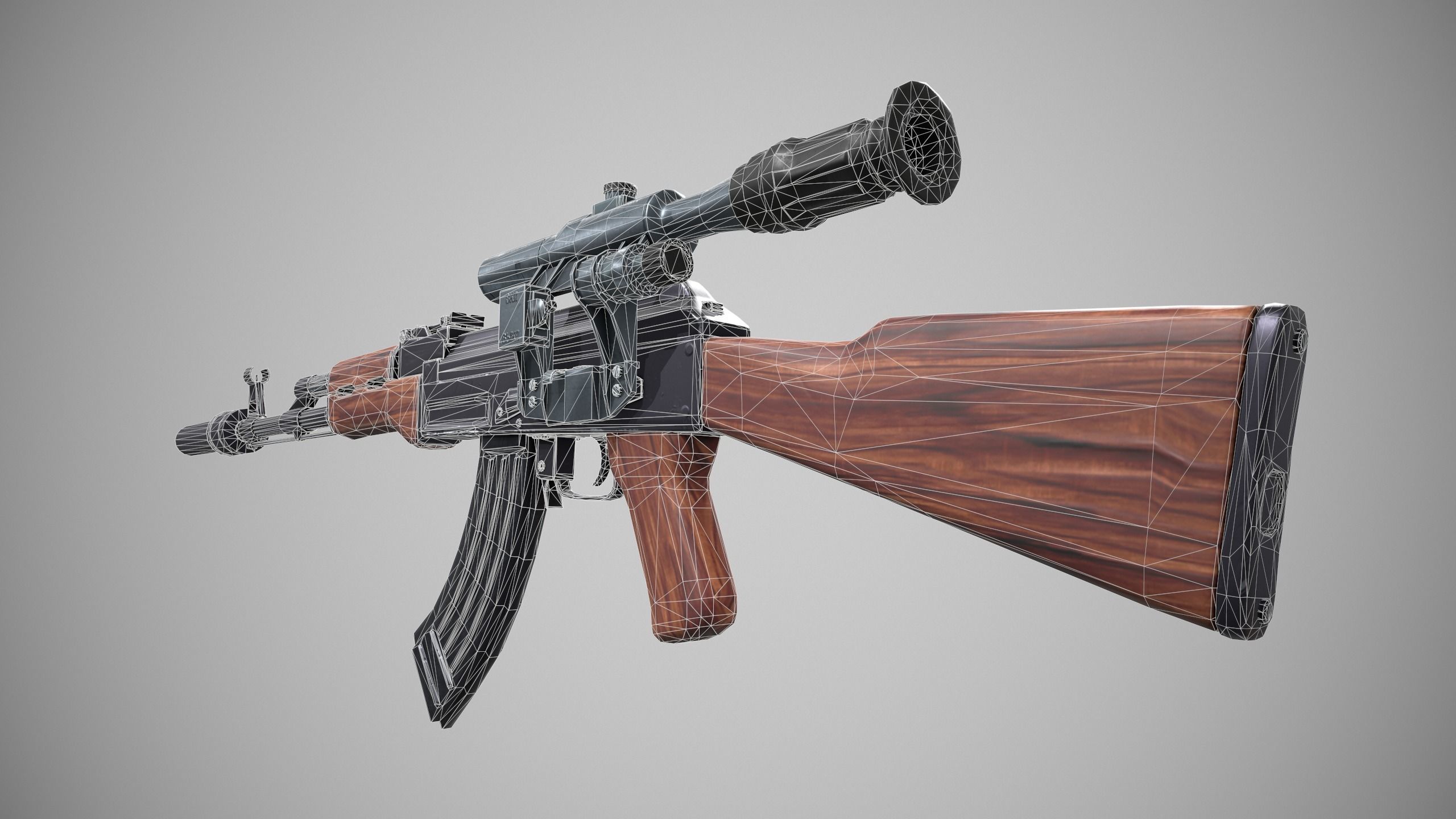 3D model Low-poly AK-47 Custom with body kits for games or scenes VR ...