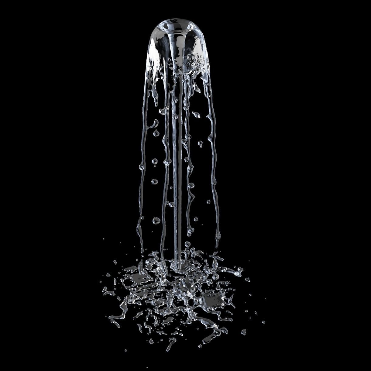 Animated splashing fountain water simulation 3D model animated | CGTrader