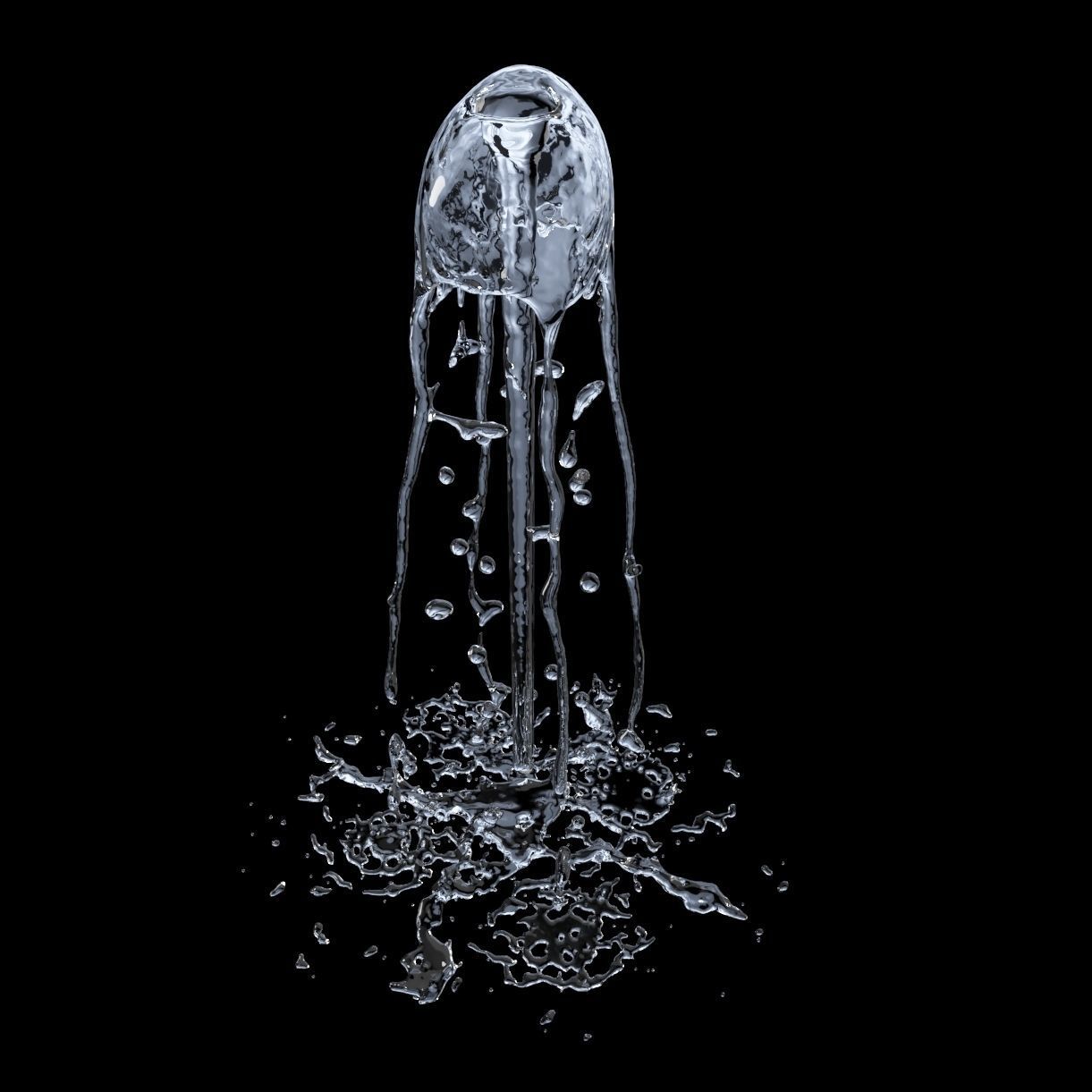 Animated splashing fountain water simulation 3D model animated | CGTrader