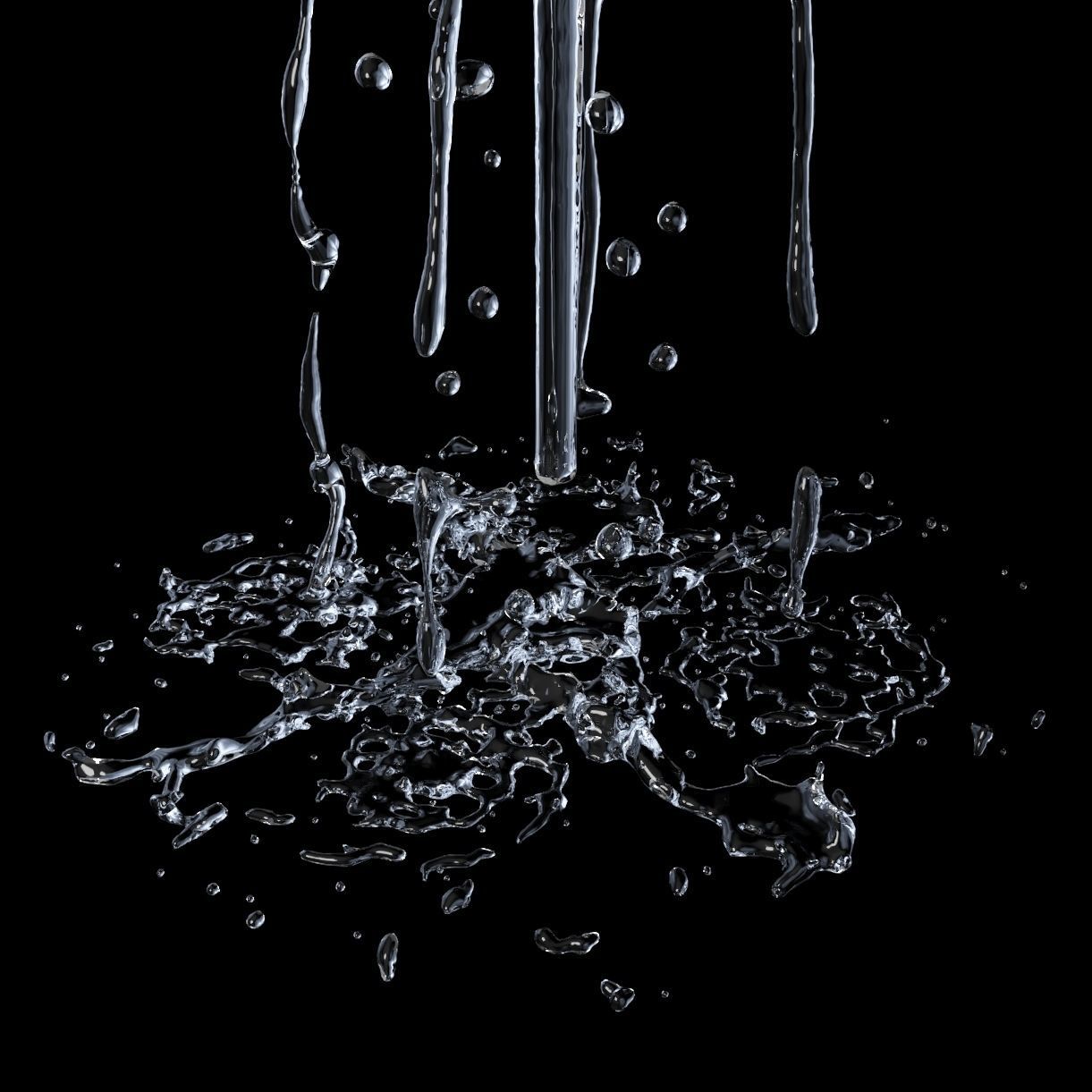 Animated splashing fountain water simulation 3D model animated | CGTrader