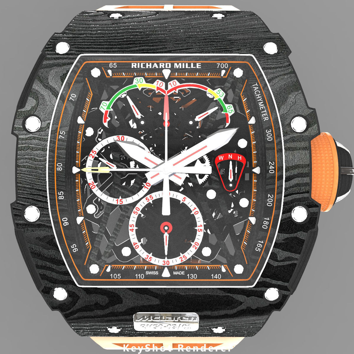 Richard Mille RM 50-03 Watch With Orange Strap 3D model | CGTrader