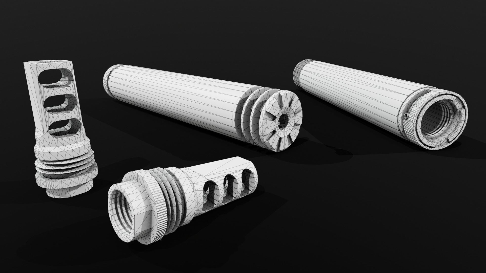 3D model SilencerCo Harvester 338 Suppressor and ASR Muzzle Brake VR ...