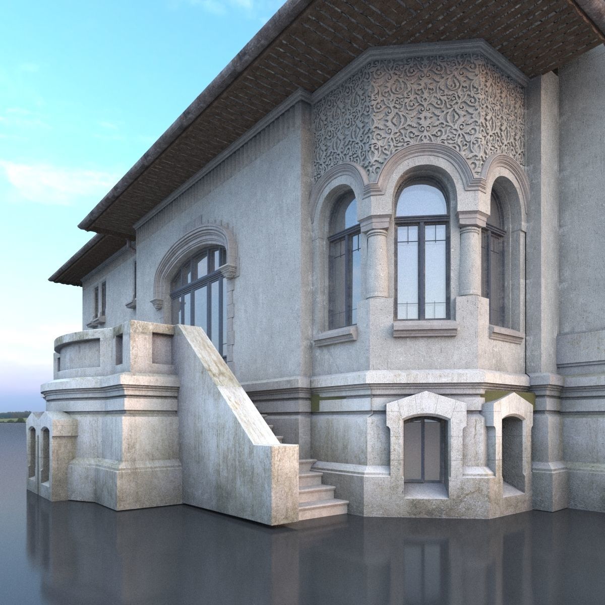 Neoromanian architecture - Cotescu House 1942 3D model | CGTrader
