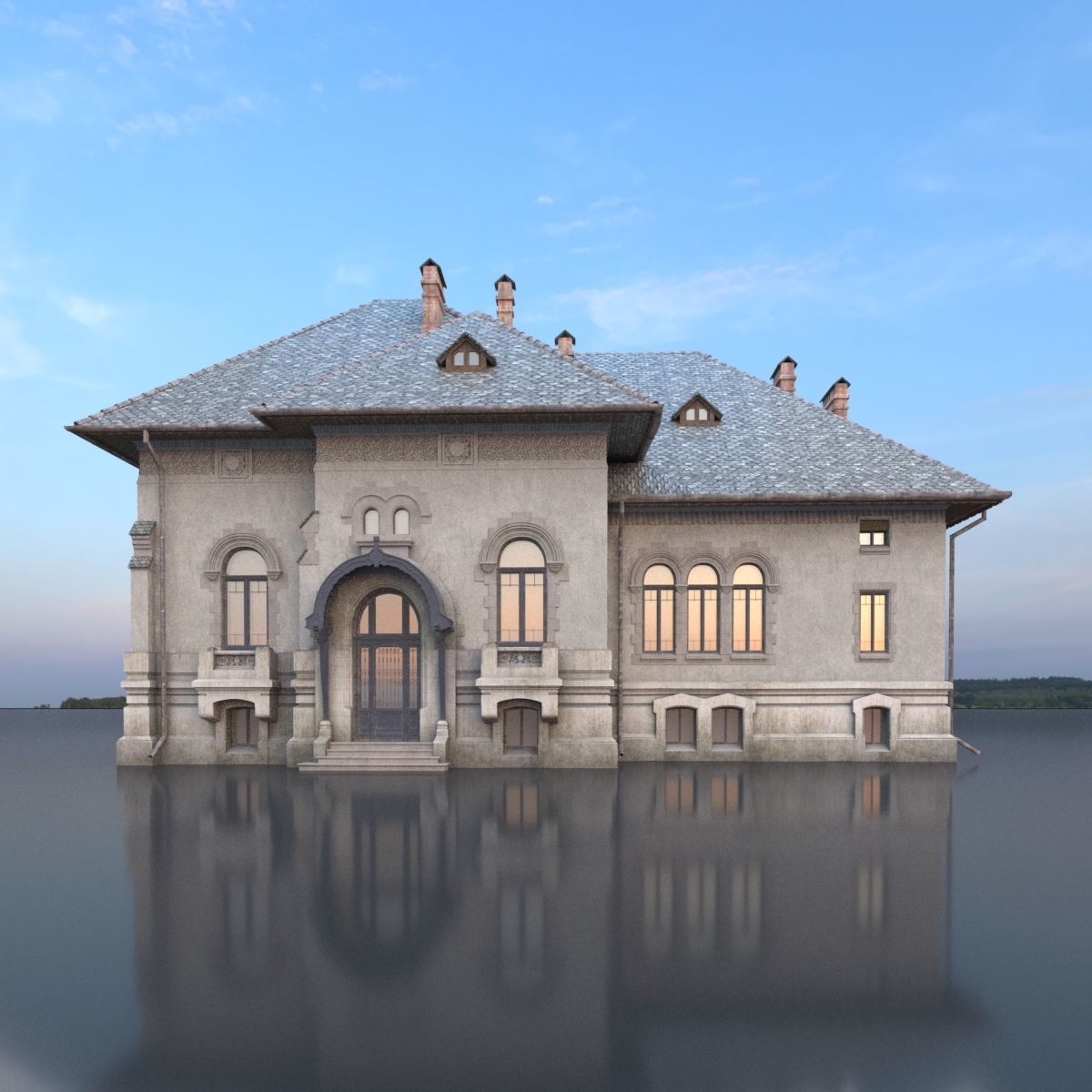 Neoromanian architecture - Cotescu House 1942 3D model | CGTrader