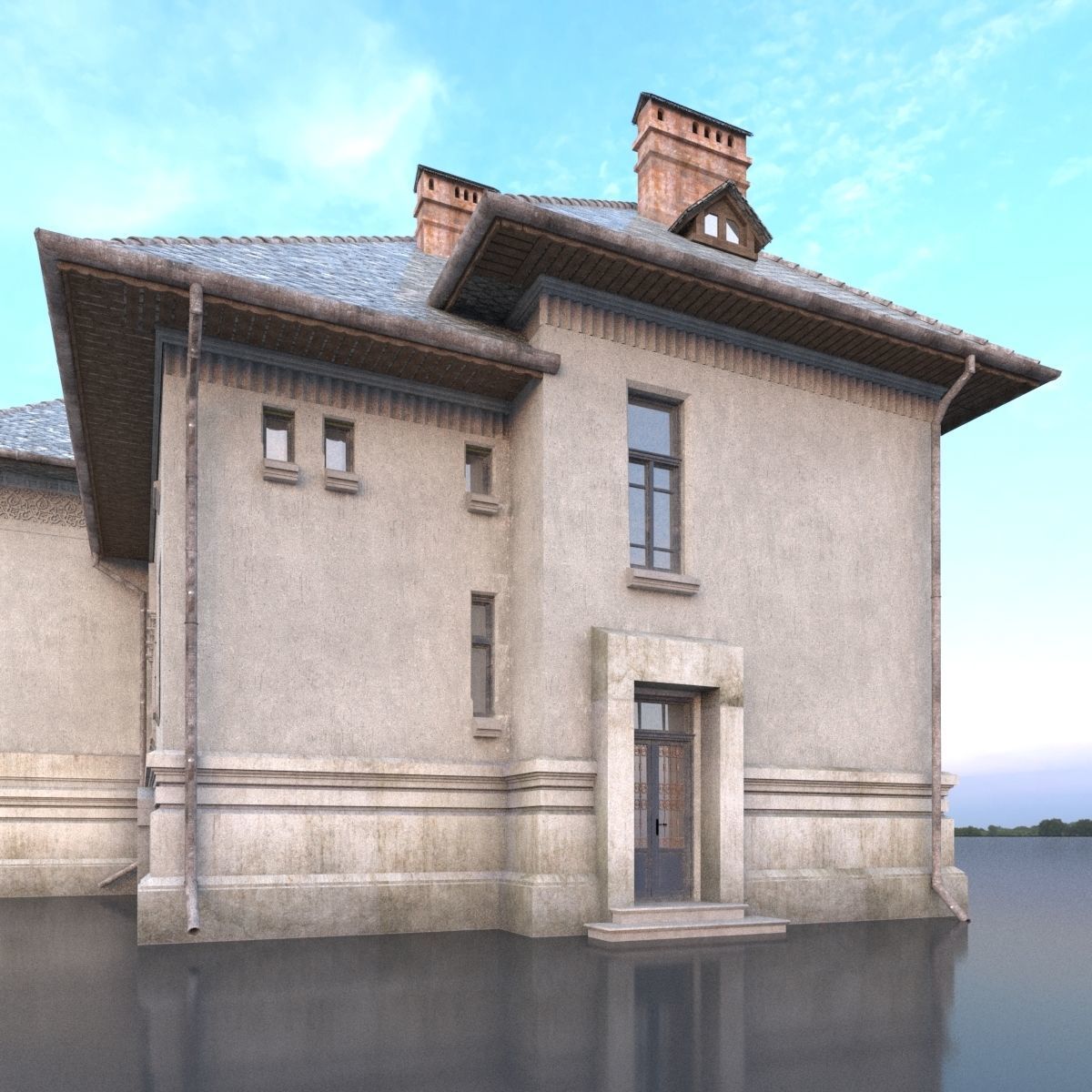 Neoromanian architecture - Cotescu House 1942 3D model | CGTrader