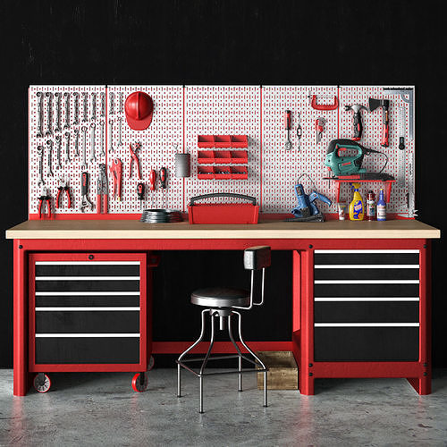 garage tools set 9 3D model | CGTrader