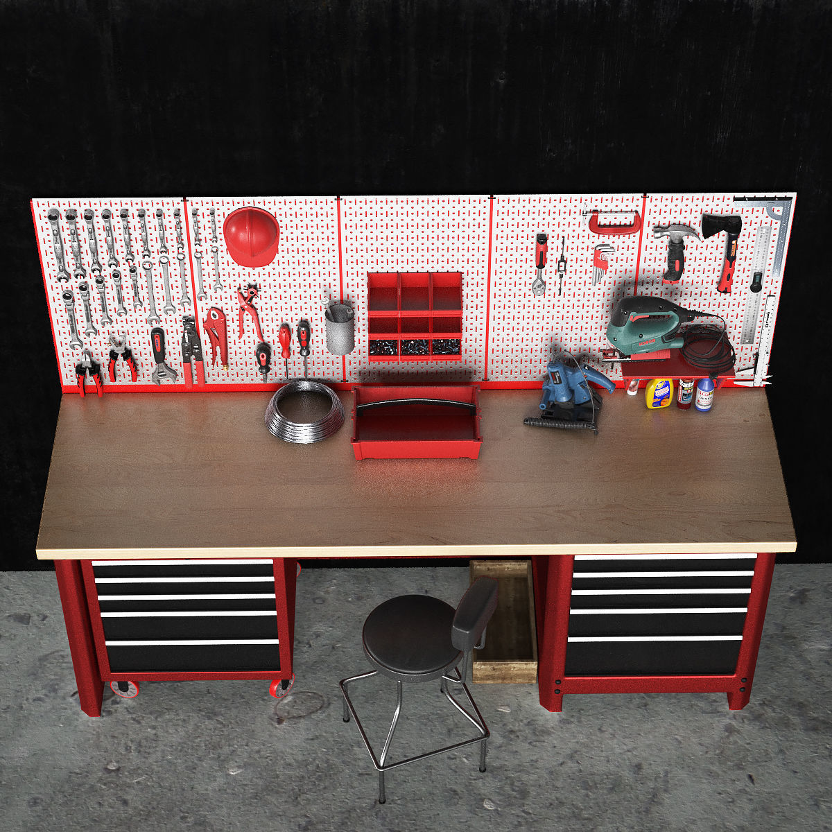 garage tools set 9 3D model | CGTrader