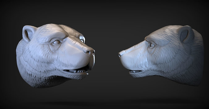 Polar bear head 2 3D model 3D printable | CGTrader