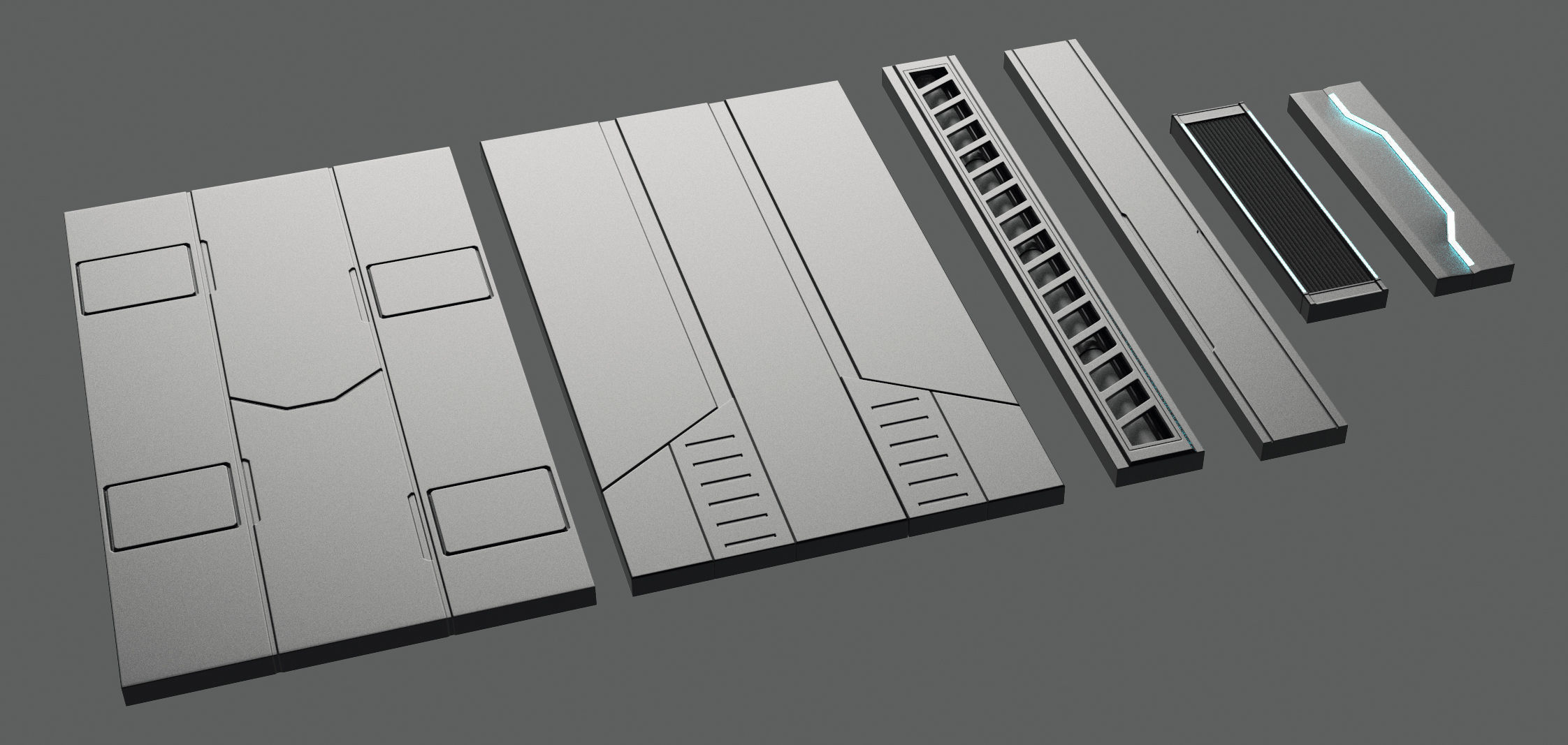 Sci-Fi-Panels-Pack 6 free scifi panels pack free 3D model | CGTrader