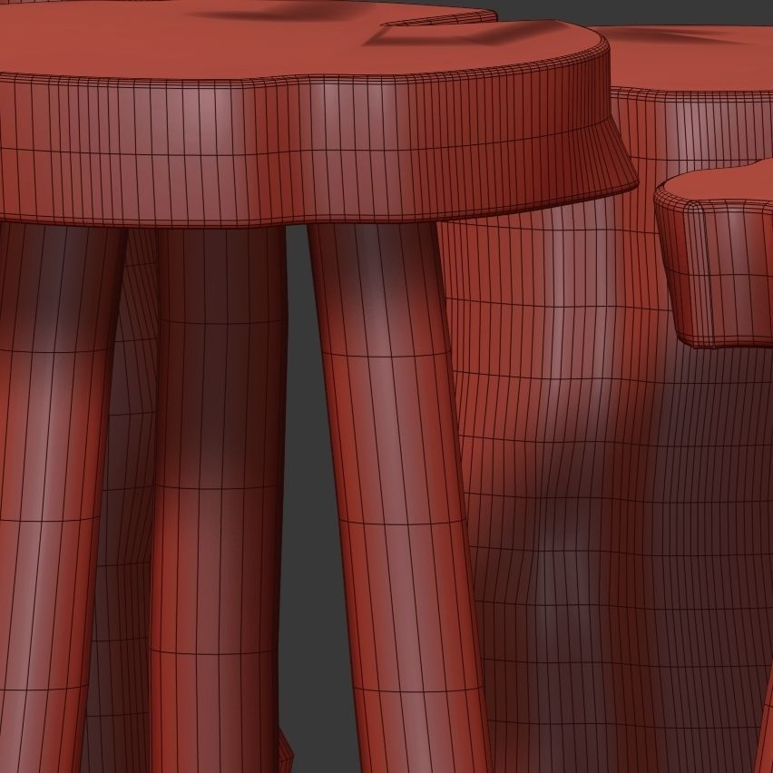 Coffee tables made of stumps and slab 3D model | CGTrader