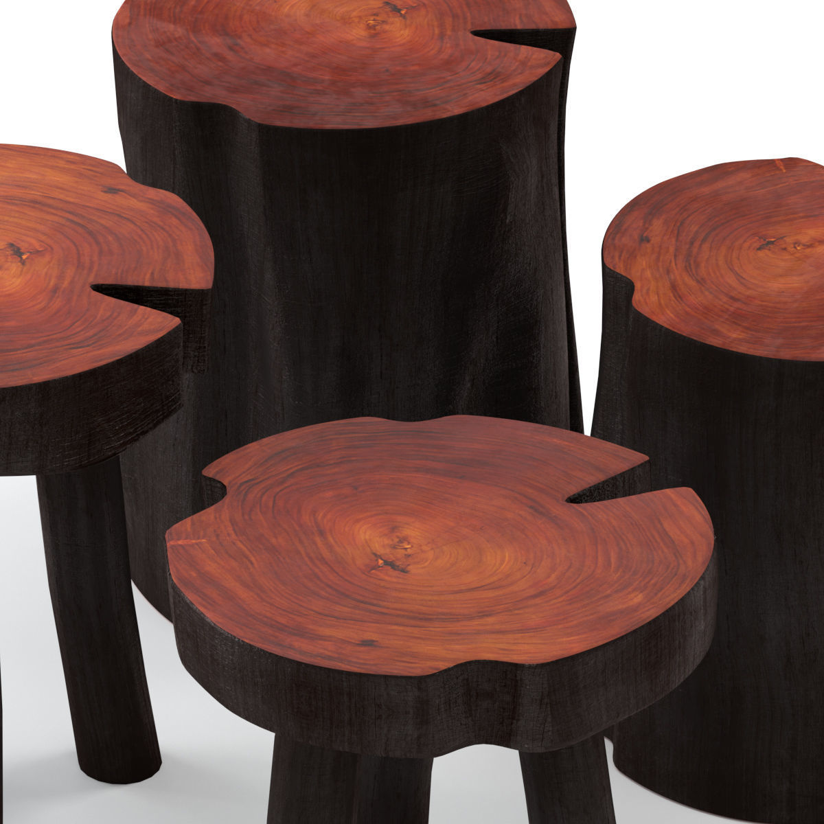 Coffee tables made of stumps and slab 3D model | CGTrader