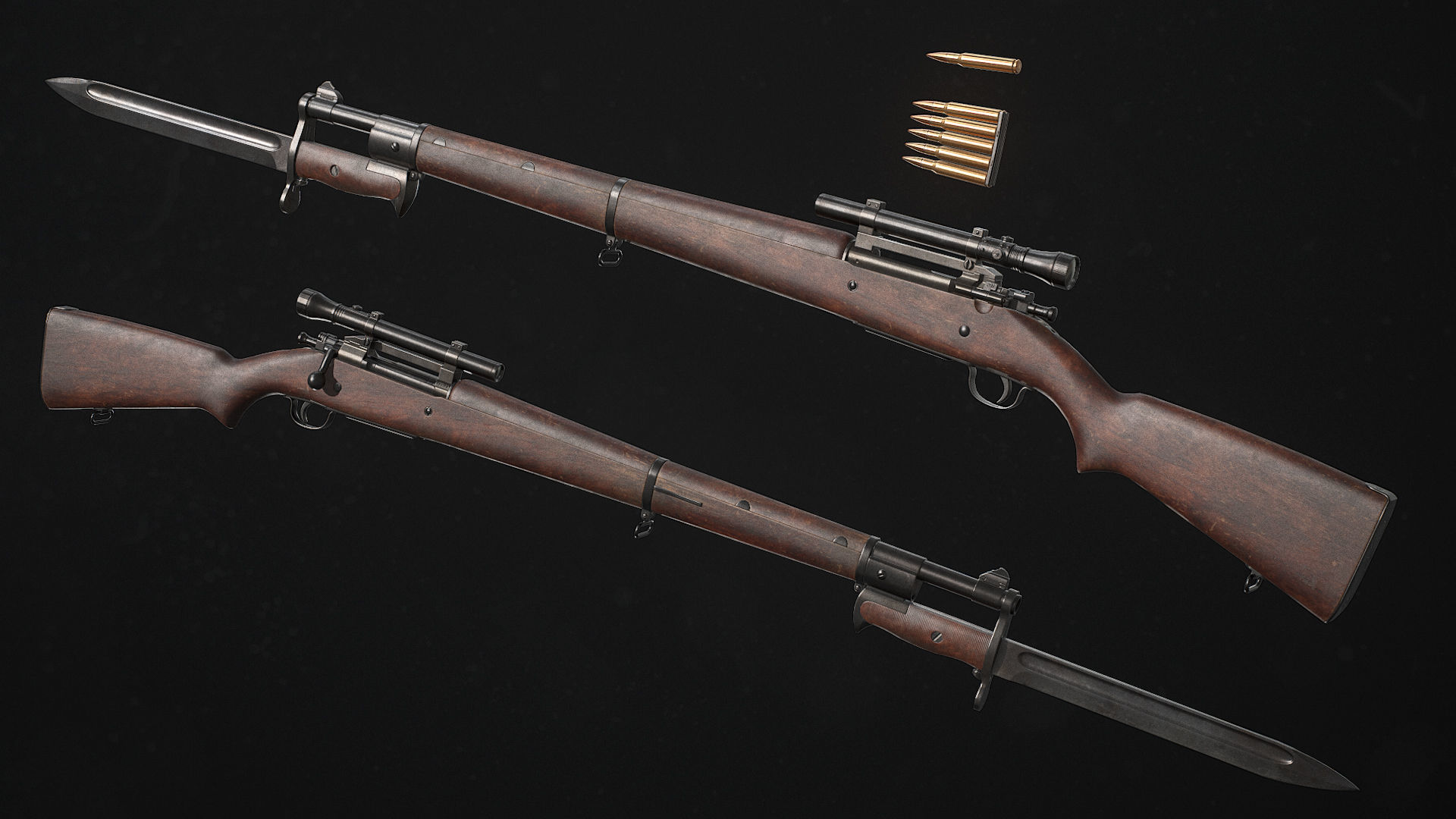 3D model Springfield M1903 Sniper rifle VR / AR / low-poly rigged ...